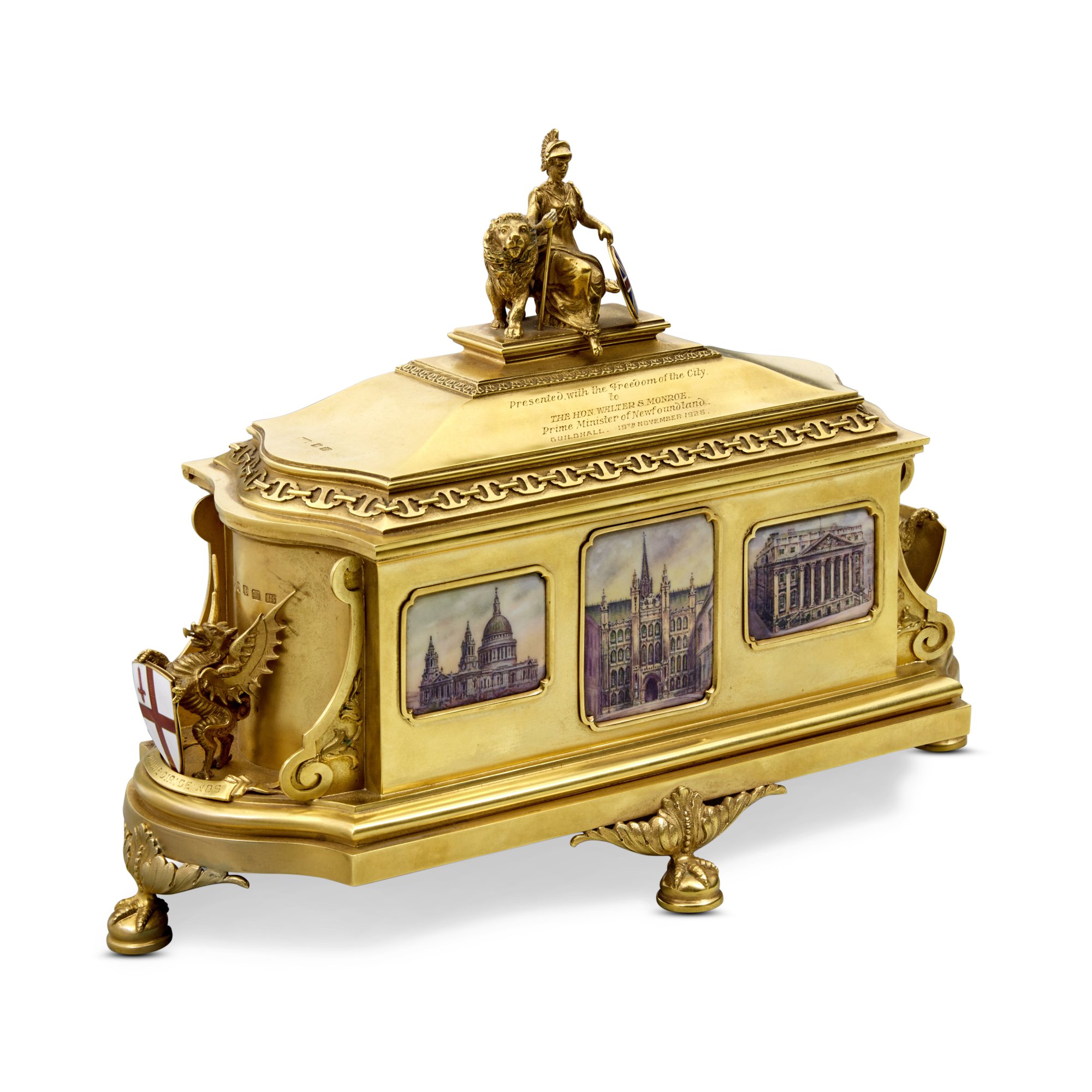 A Rare English Eighteen Karat Gold and Enamel Freedom Casket, Mappin ...