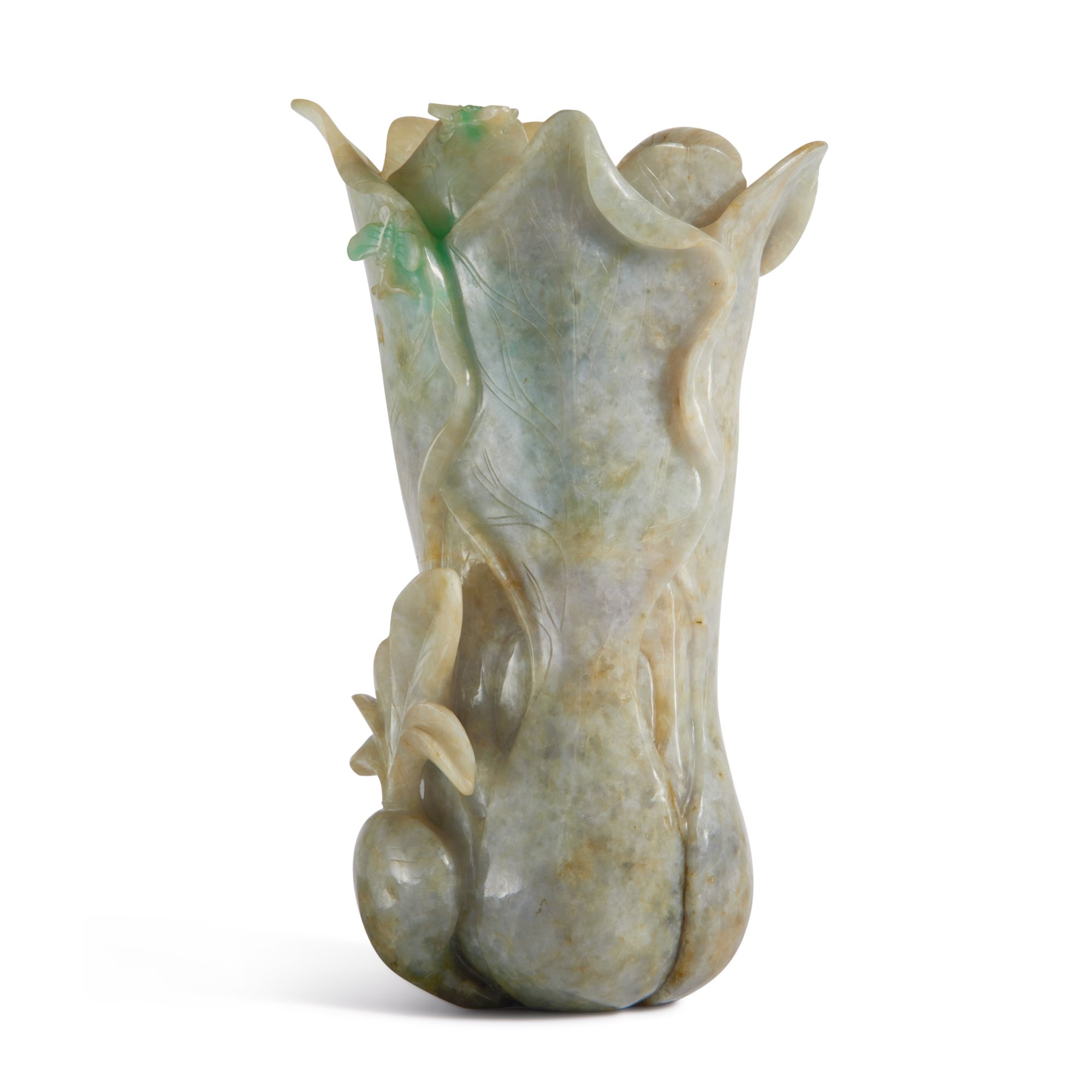 A large jadeite 'cabbage and turnip' vase, Qing dynasty, 19th century ...