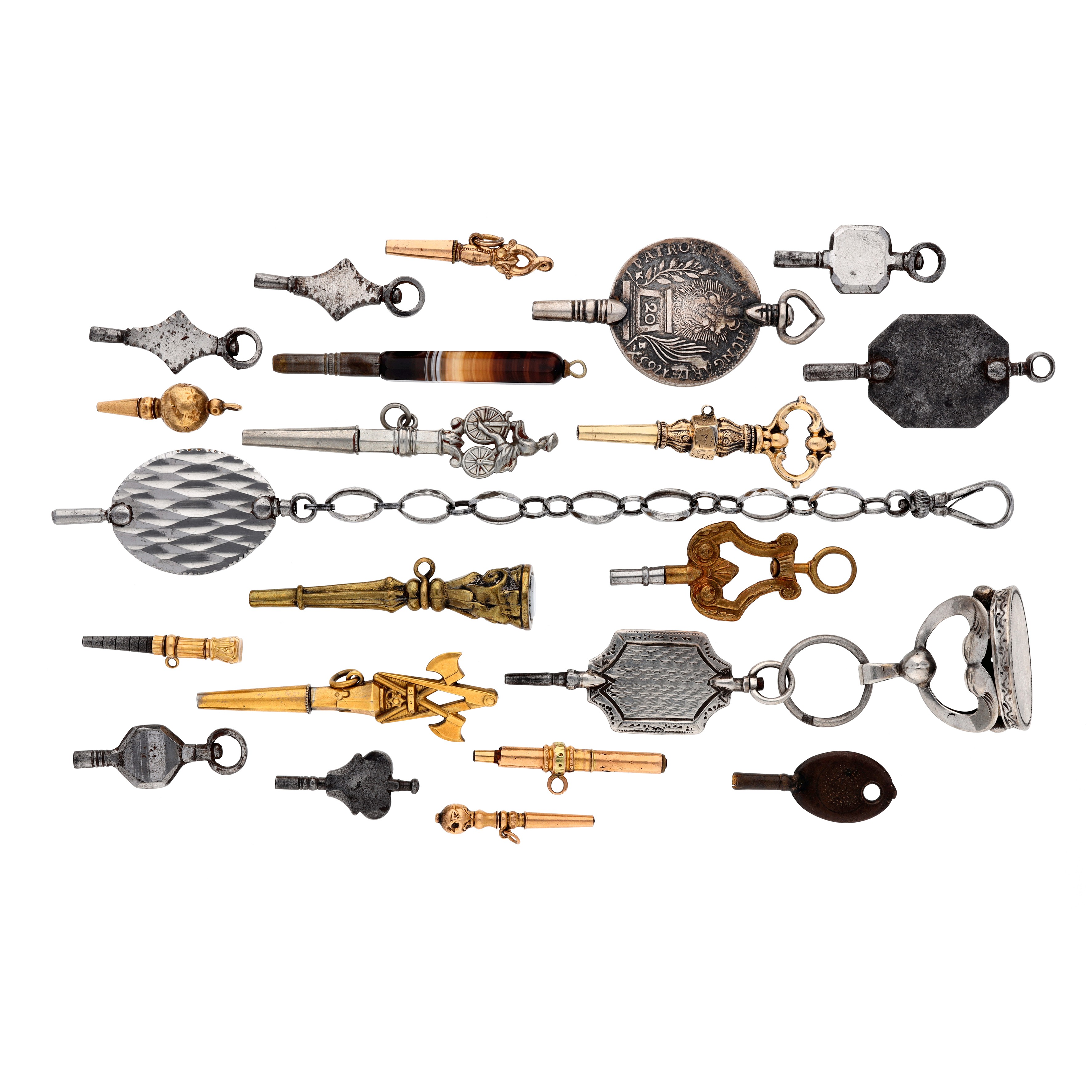 A GROUP OF 21 MIXED METAL KEYS 19TH CENTURY | Fine Watches Including ...