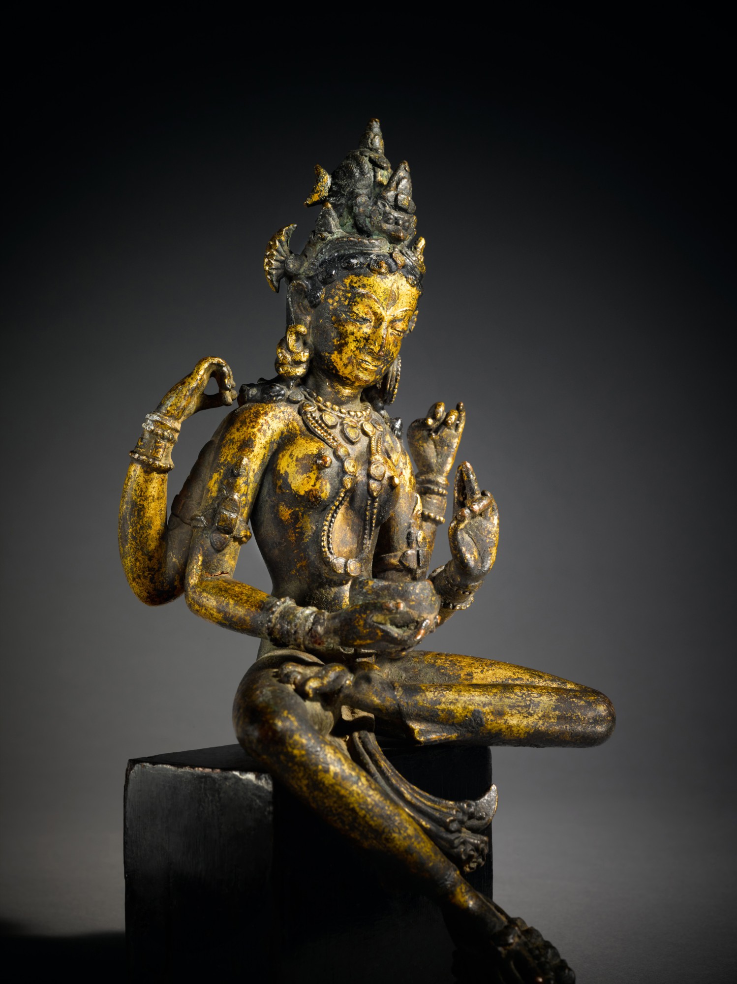 A Gilt Copper Alloy Figure Depicting Mahalakshmi, Nepal, 13th/14th ...