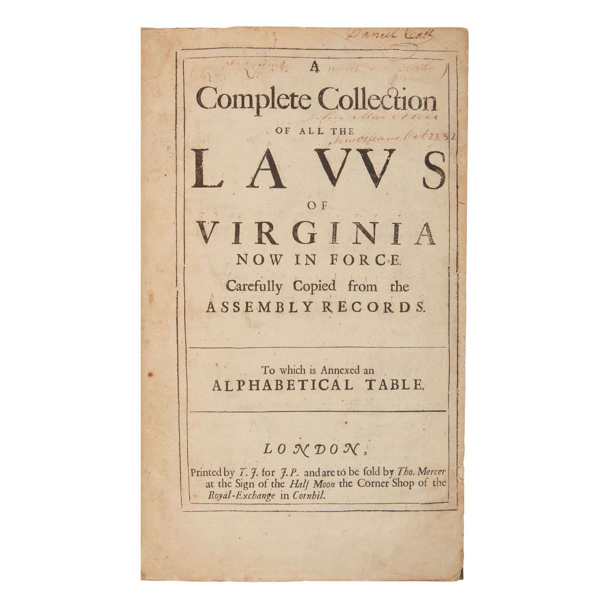 (Virginia — John Purvis, editor) | The rare London edition of the ...