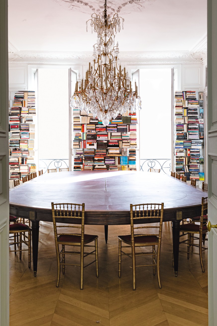 A large mahogany, walnut and gilt brass library table, Louis XVI style ...