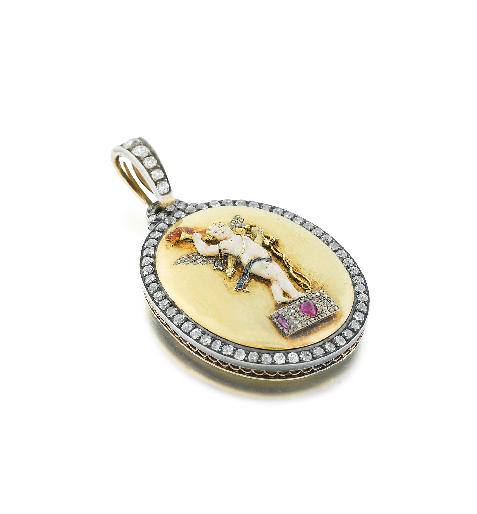 Médaillon émail, rubis, saphirs et diamants | Enamel, ruby, sapphire ...