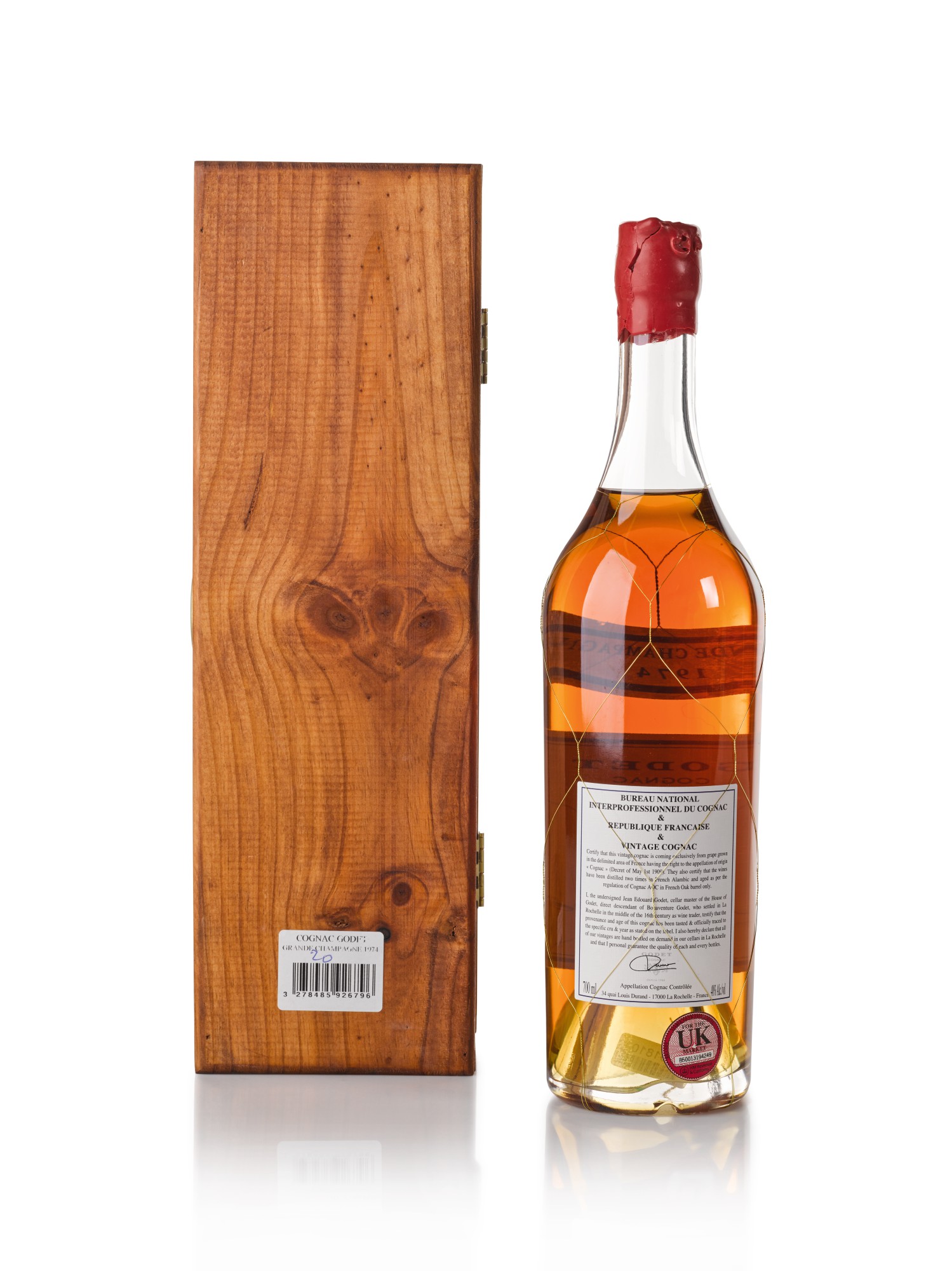 Godet Cognac Millesime Grande Champage 40.0 abv 1974 | Distilled ...