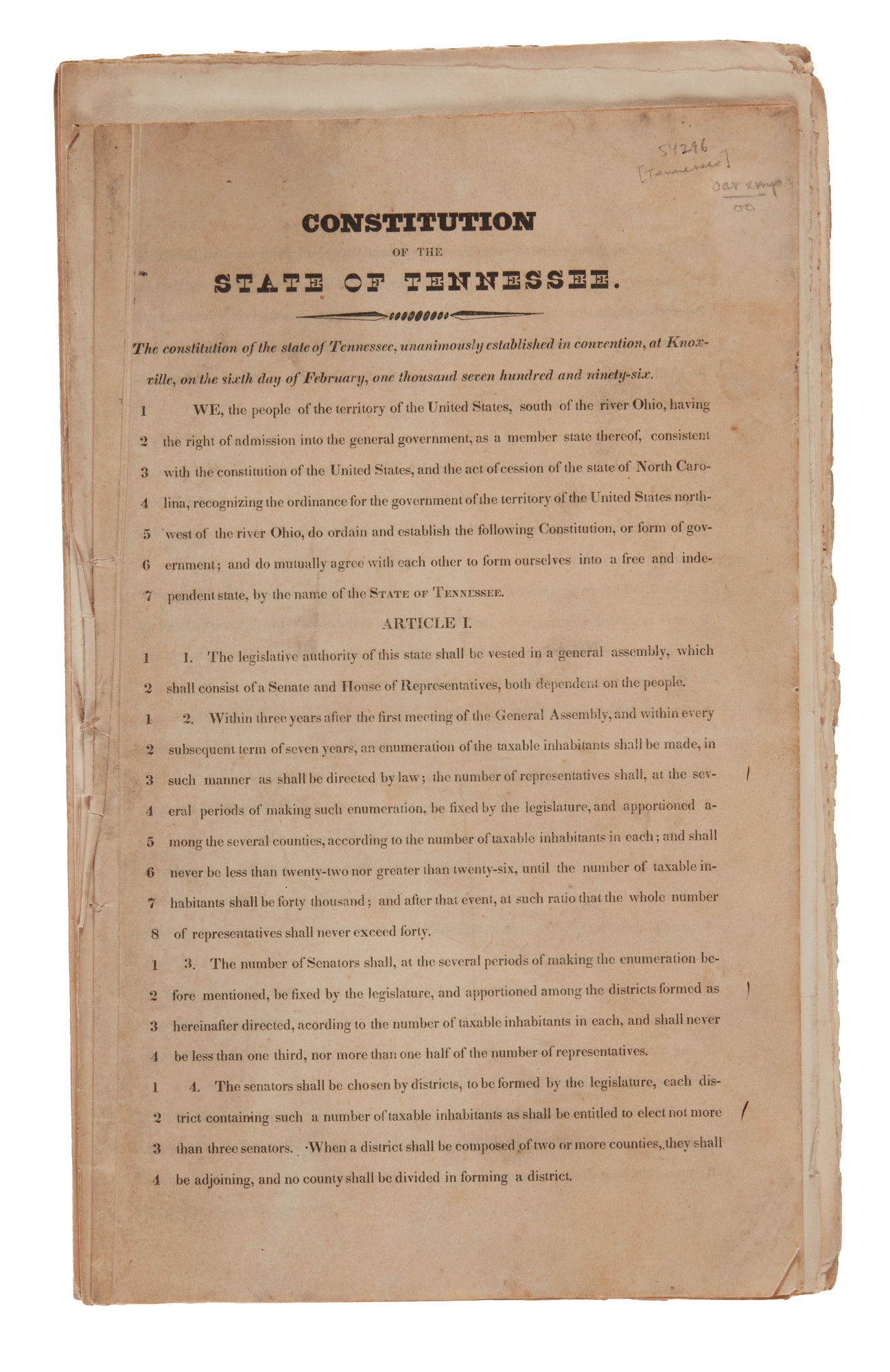 Tennessee | The drafting of the 1835 Tennessee State Constitution ...