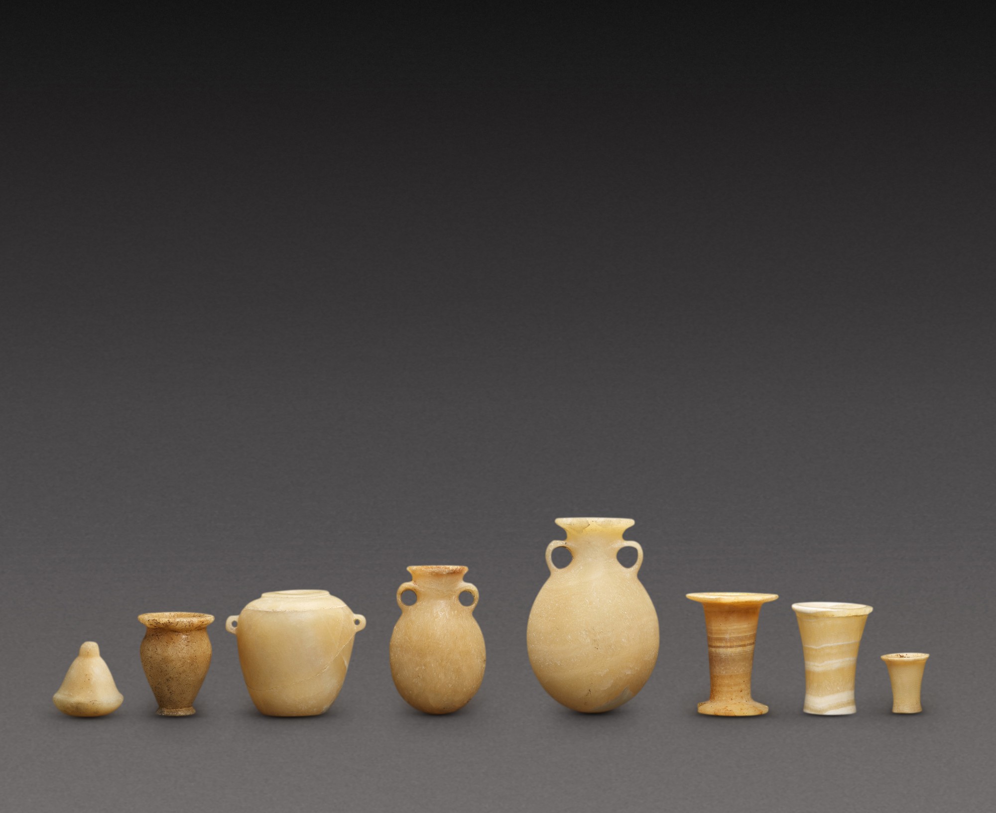 Eight Egyptian Alabaster Miniature Vessels, 3rd/2nd millennium B.C ...