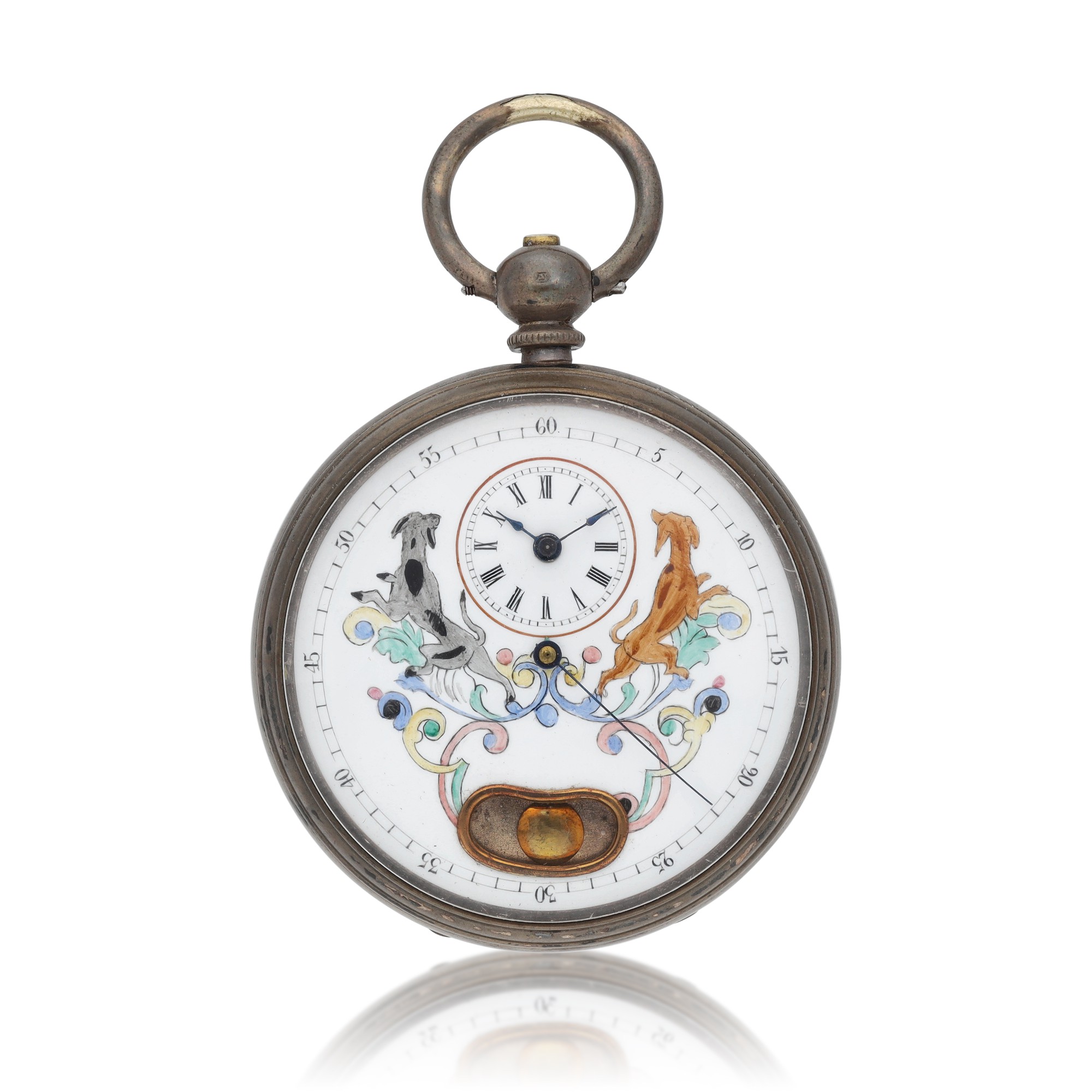 Swiss An open-faced duplex watch with mock pendulum signed Pateck ...