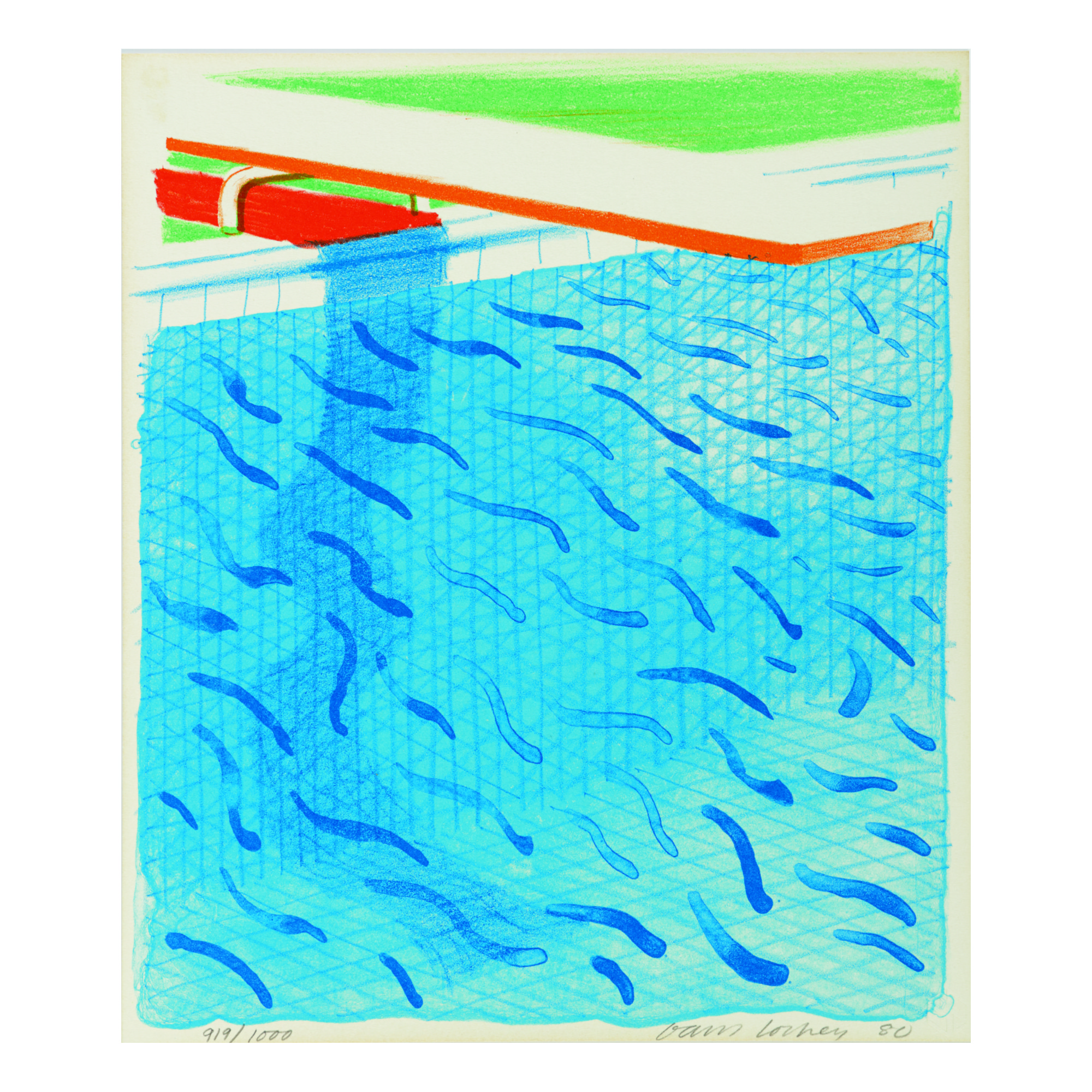 DAVID HOCKNEY | POOL MADE WITH PAPER AND BLUE INK FOR BOOK (M.C.A.T ...