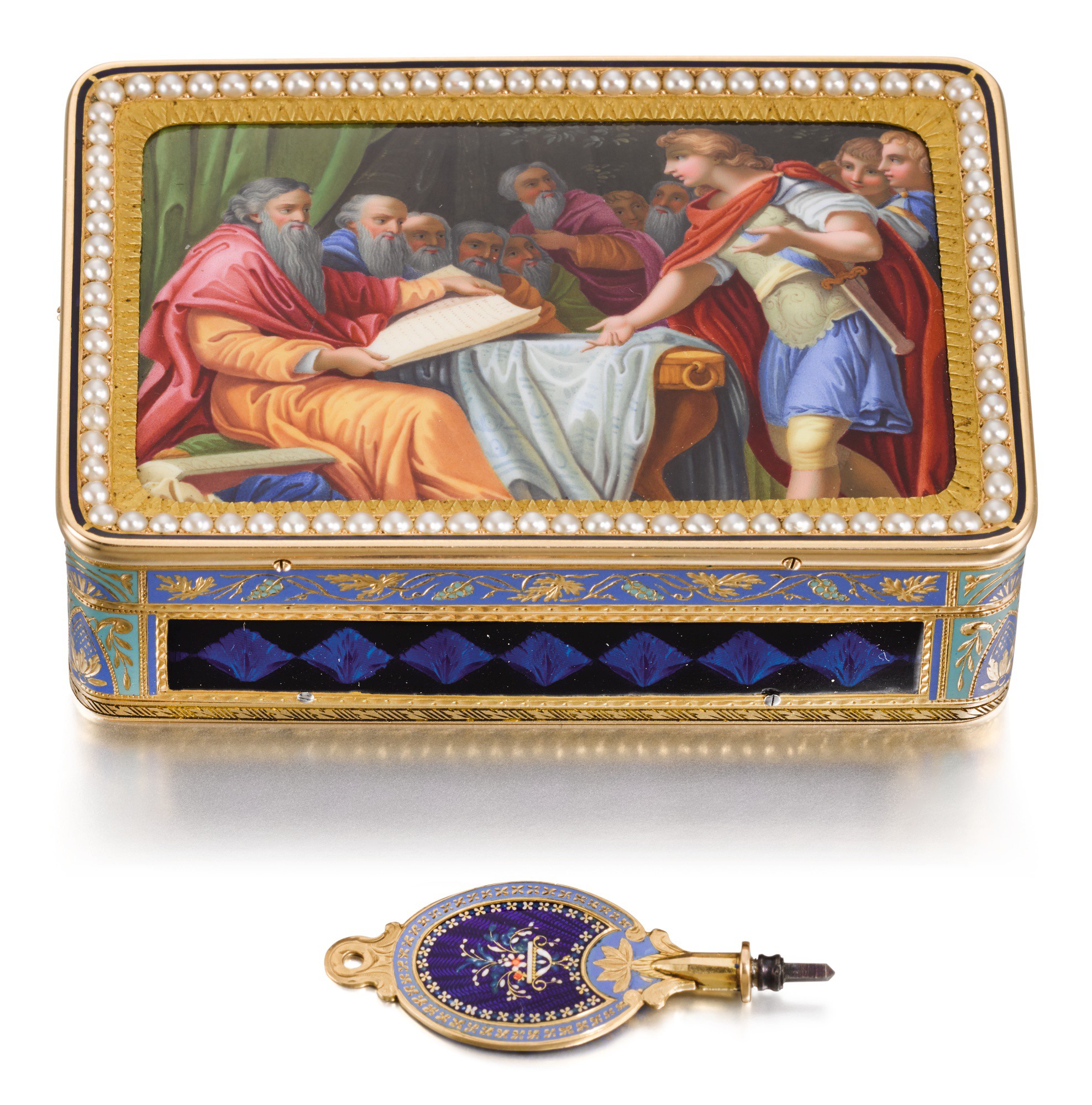 A GOLD, ENAMEL AND PEARL MUSICAL SNUFF BOX, RÉMOND, LAMY, MERCIER & CO ...