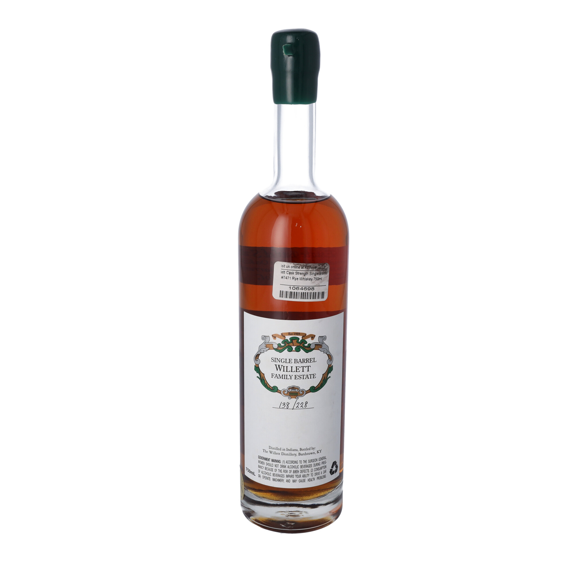Willett Family Reserve 3 Year Old Single Barrel Rye #7471 115.2 proof ...