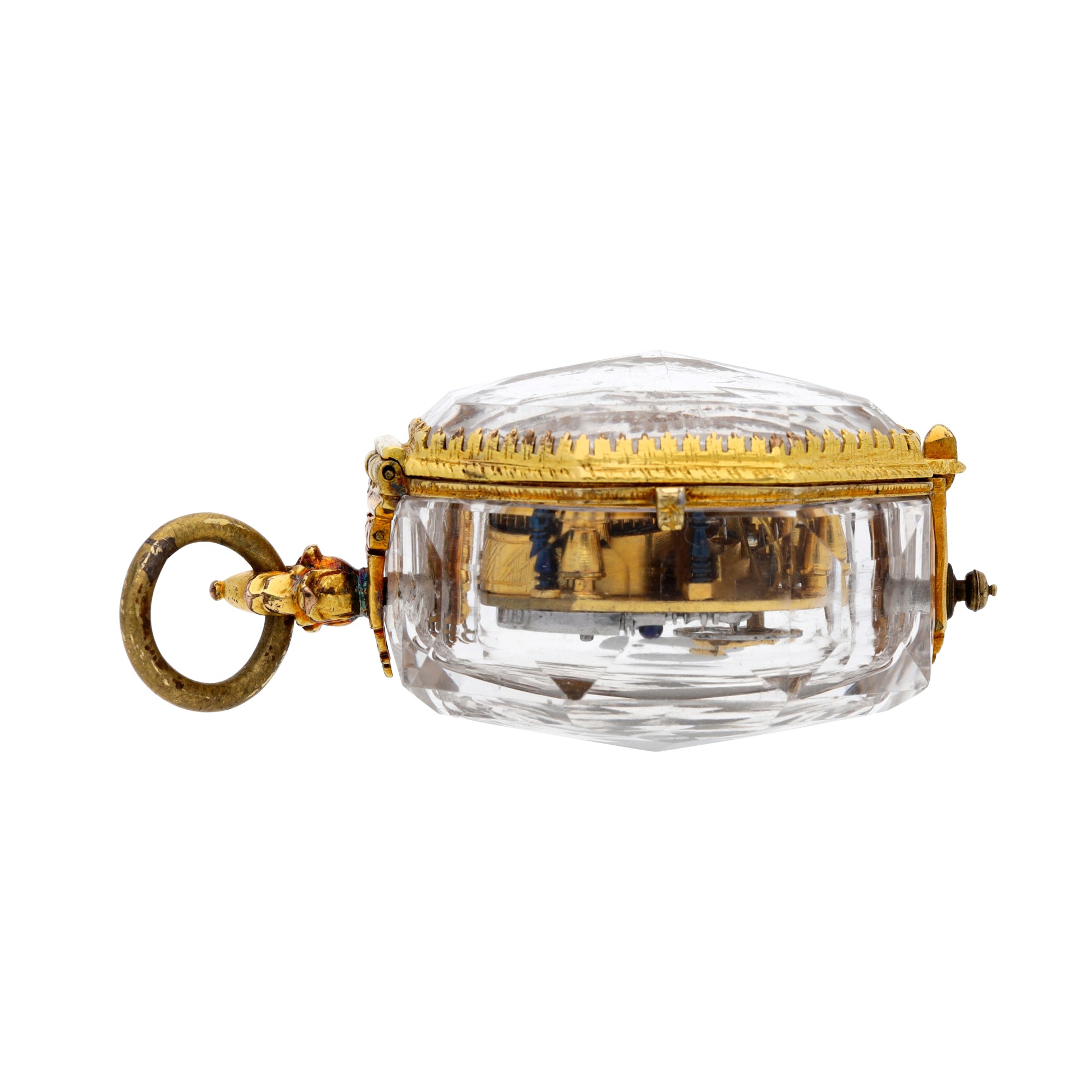 An octagonal rock crystal stackfreed watch in early 17th century style ...