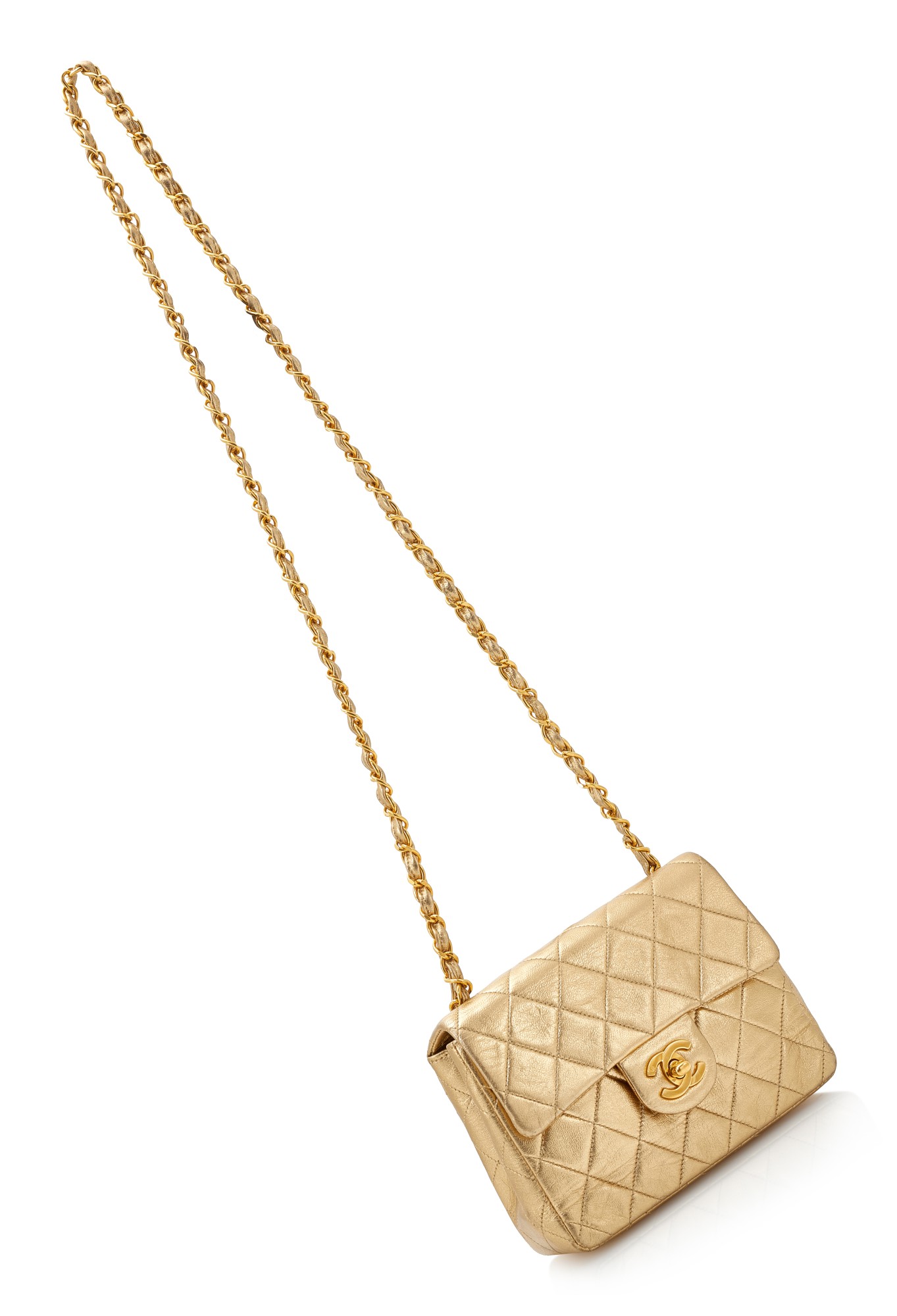 GOLD LEATHER AND GOLD-TONE METAL CLASSIC SHOULDER BAG, CHANEL | A ...