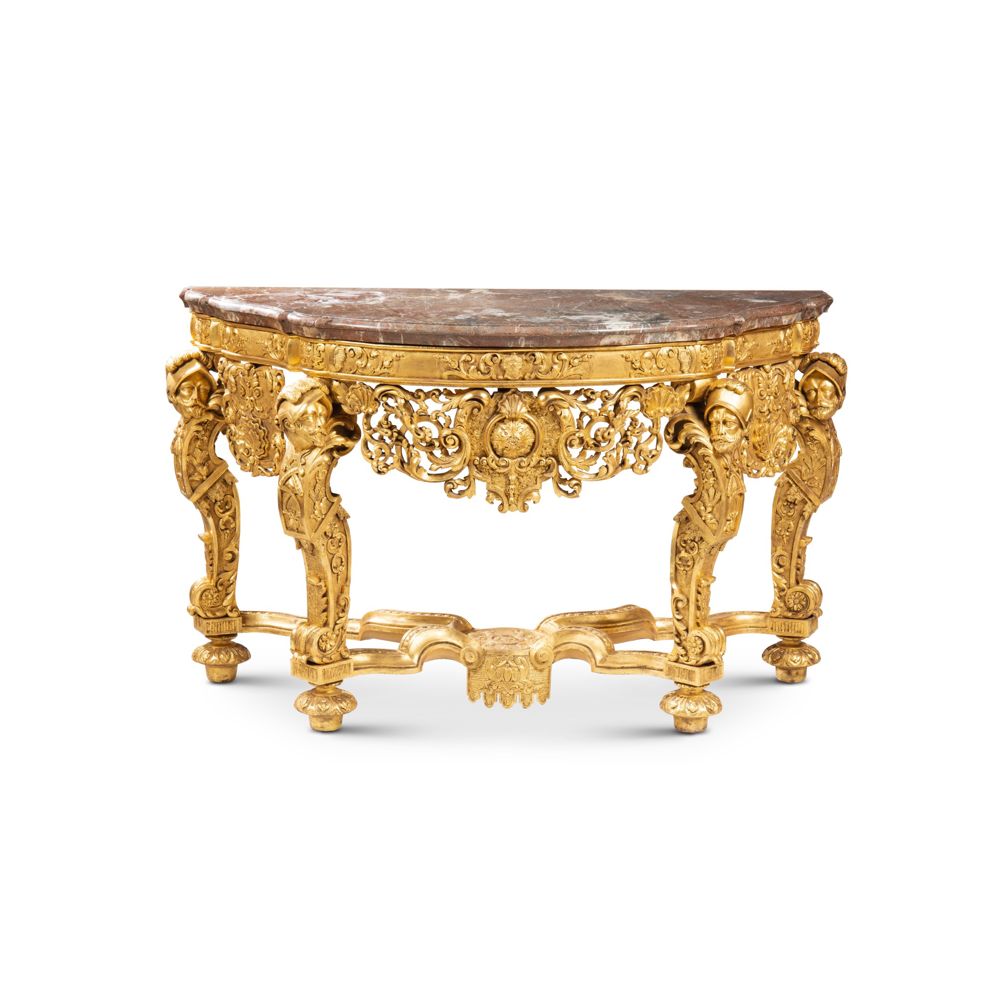 A Dutch carved and gilt oak console table, after Daniel Marot, circa ...