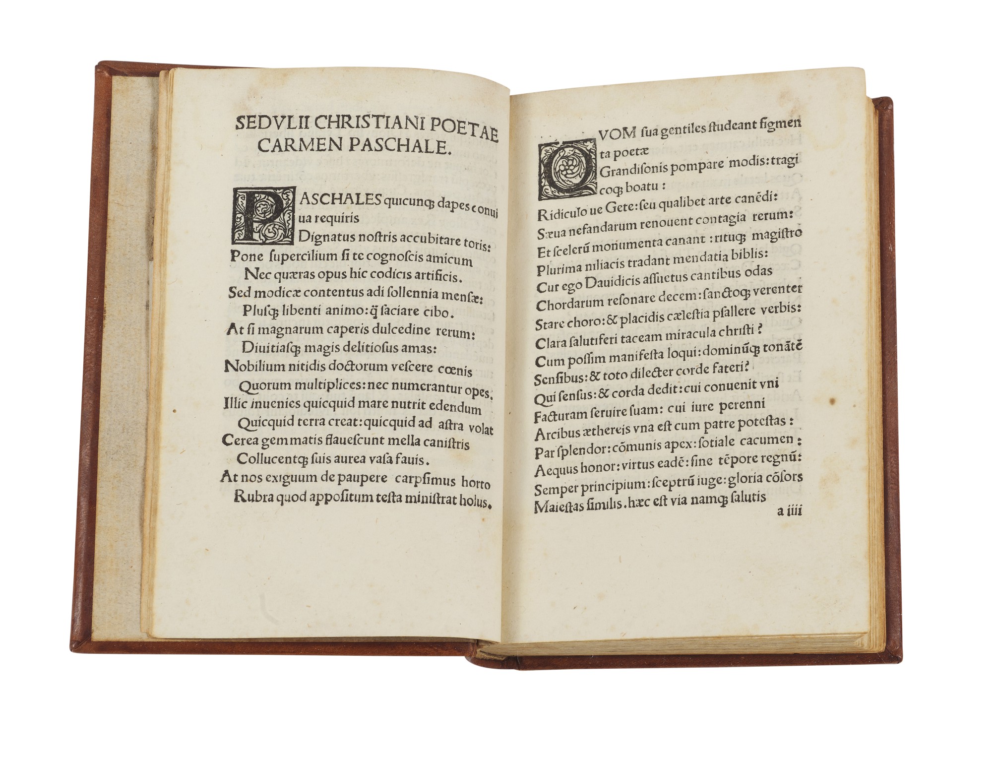Sedulius and Prudentius, Carmen paschale, Milan, 1501, modern calf ...