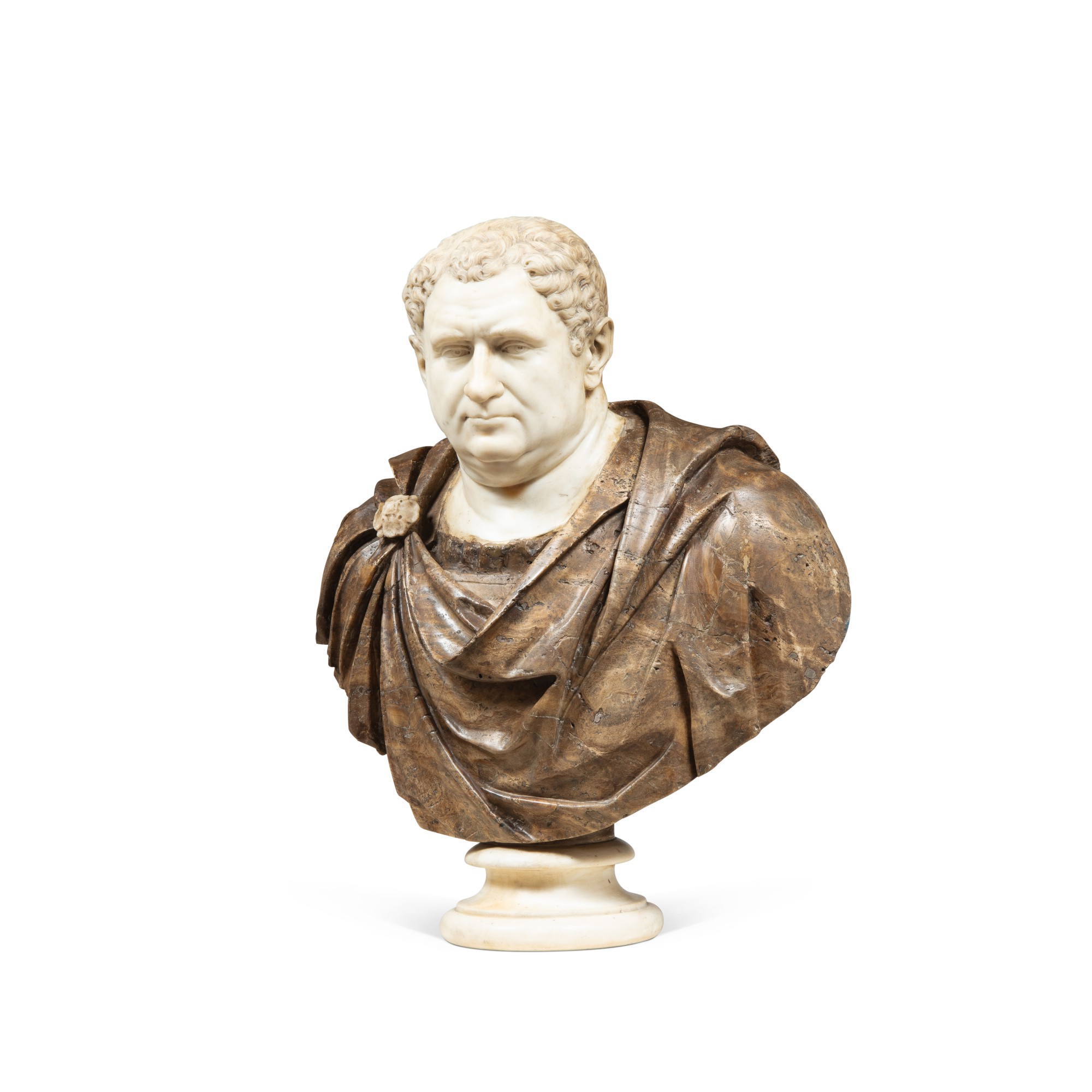 An Italian white marble and onyx bust of the Roman emperor Vitellius ...