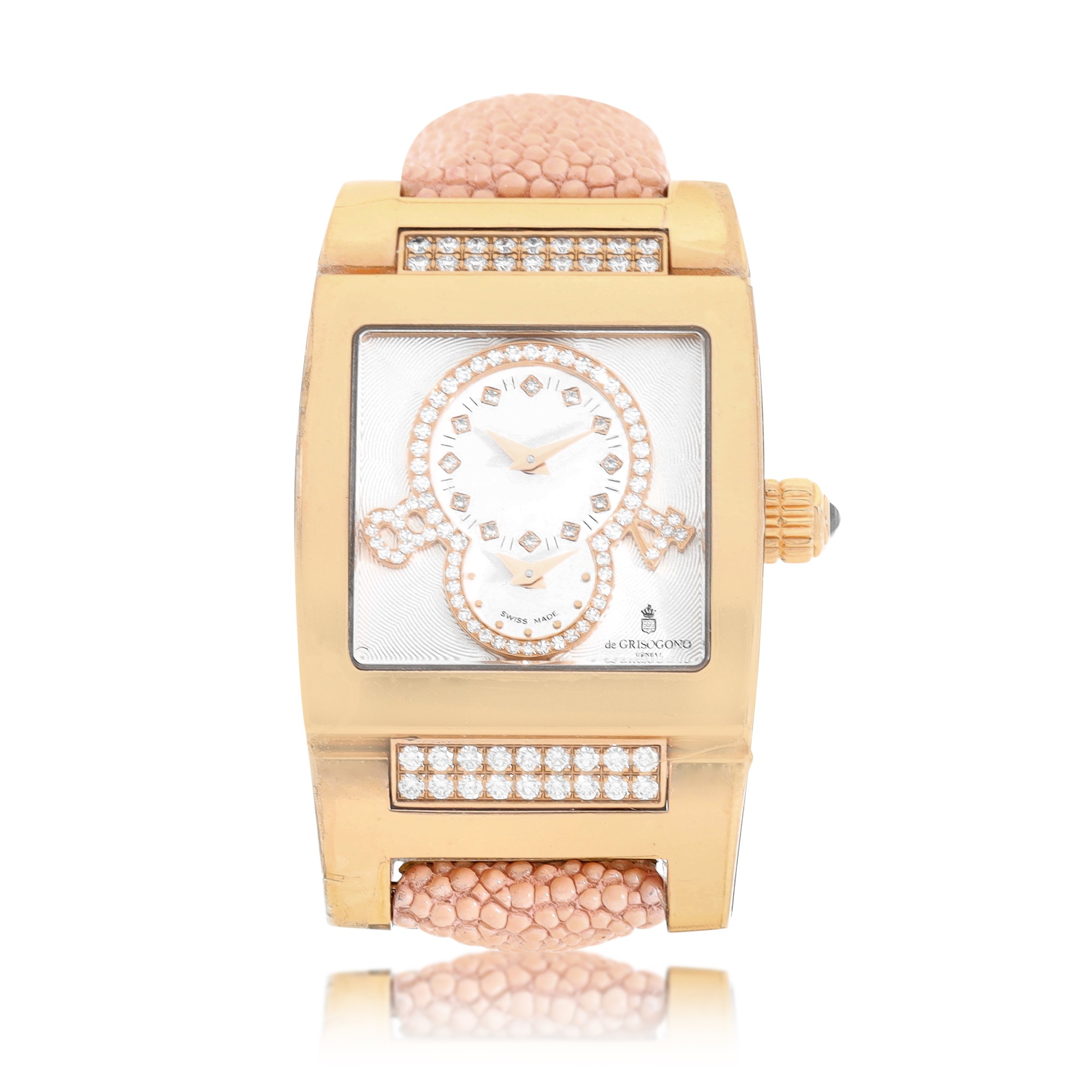 Instrumento Uno | A pink gold and diamond-set dual time zone wristwatch ...