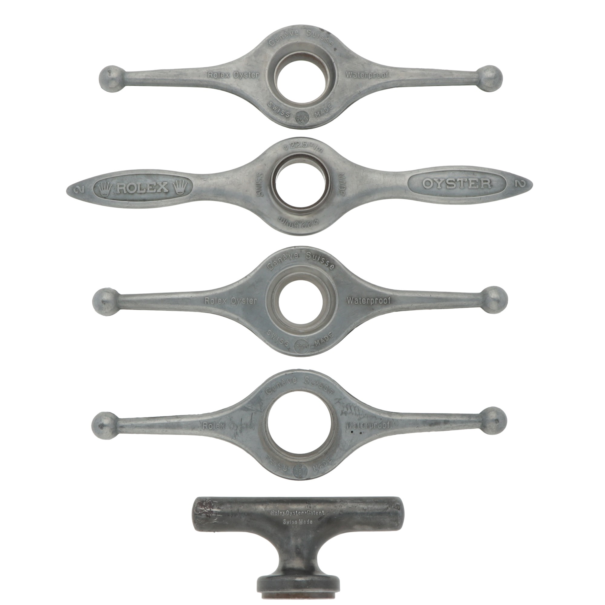 ROLEX | A SET OF ROLEX TOOLS COMPRISING OF 5 OYSTER CASE OPENERS AND A ...