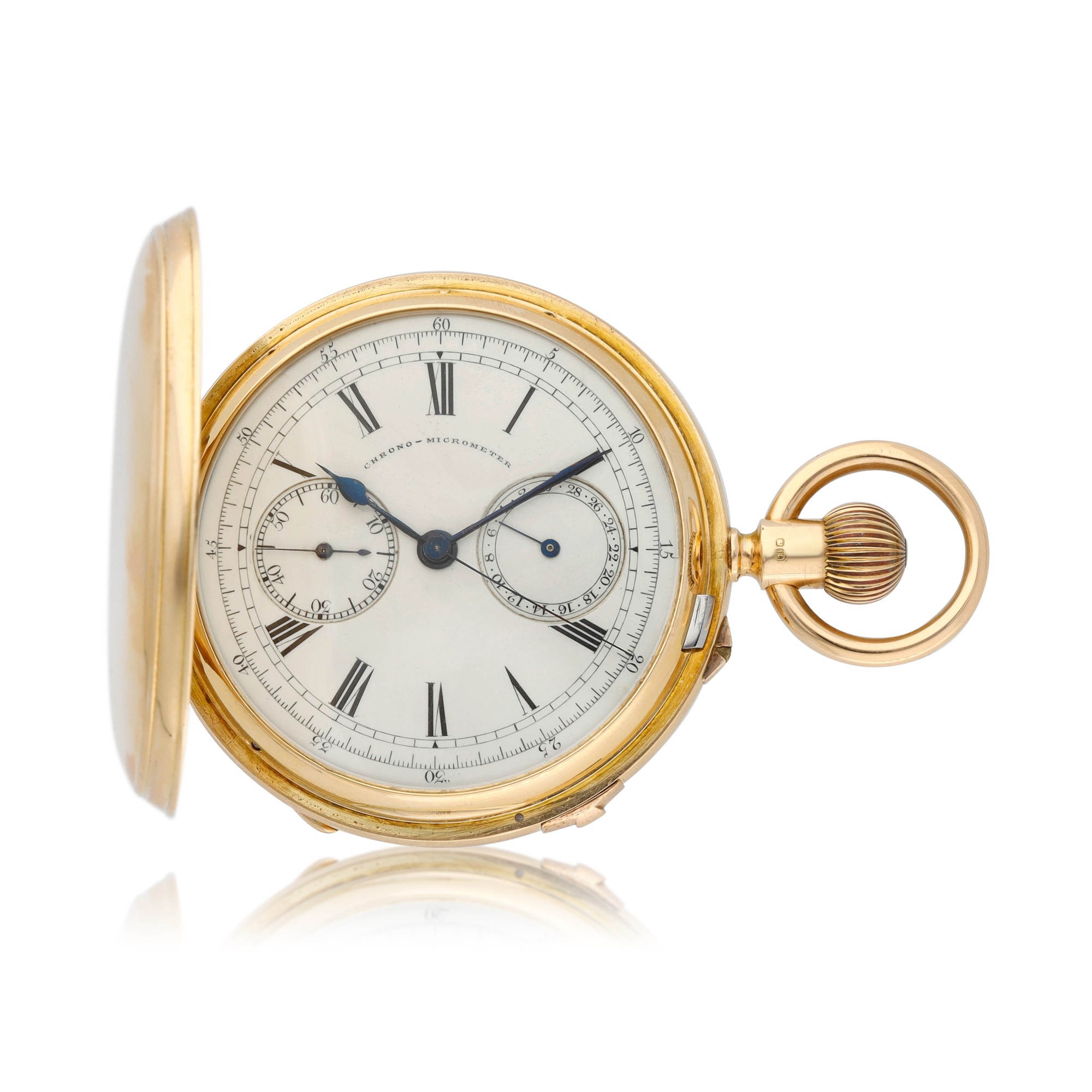 No. 71004 'Chrono-Micrometer' An 18ct gold hunting cased keyless lever ...