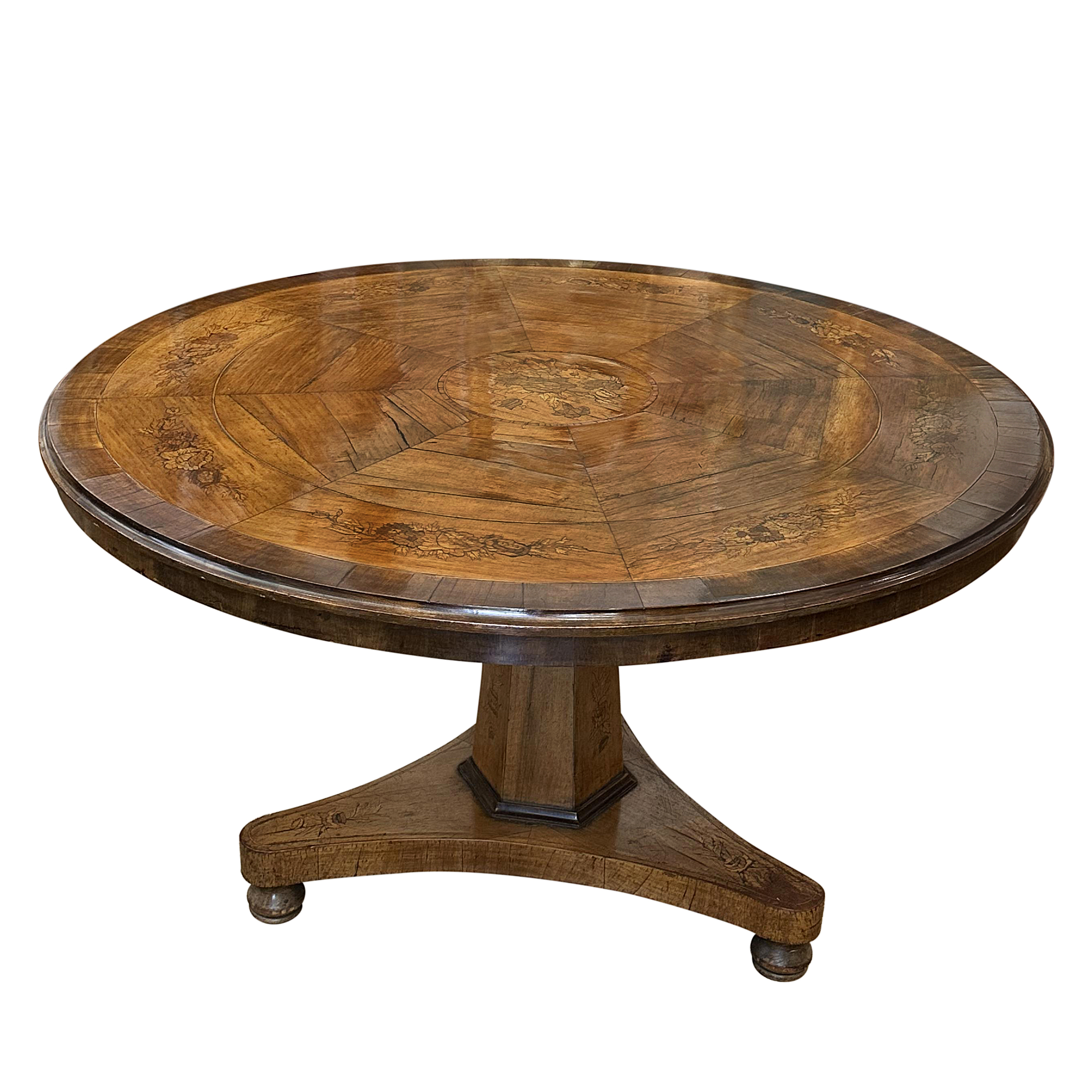Antique Italian Neoclassical Style Walnut Marquetry Center Table ...