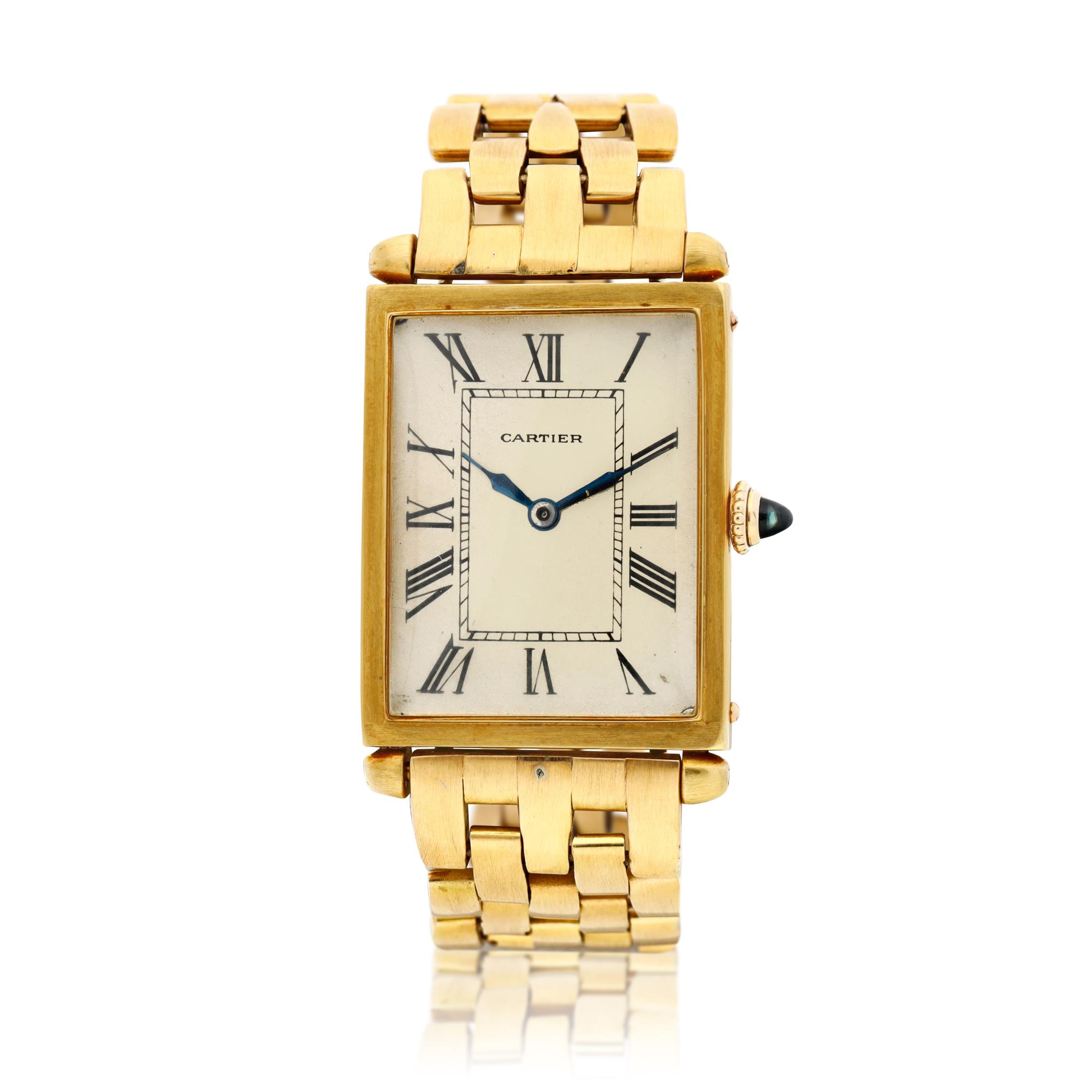 A large yellow gold rectangular wristwatch, Circa 1950 | Fine Watches ...