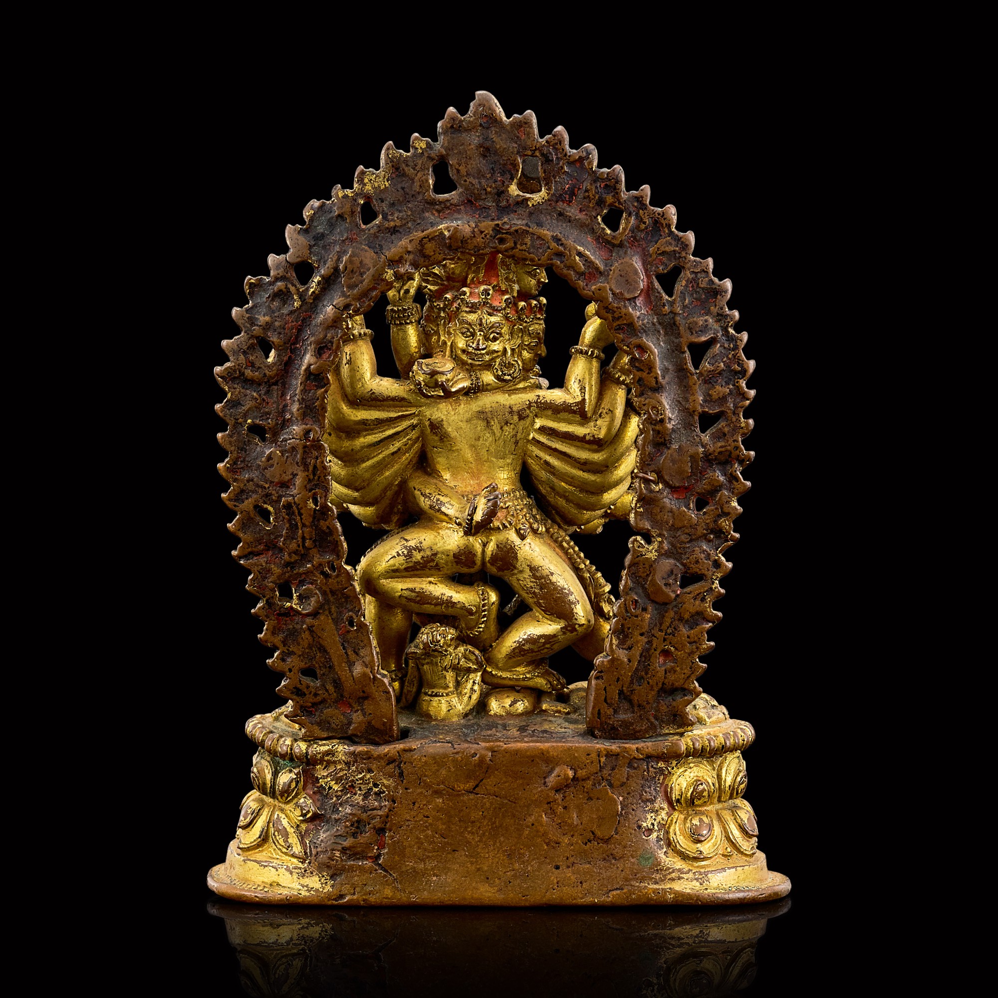 A rare gilt-copper alloy figure of Hevajra and Nairatmya Western Nepal ...