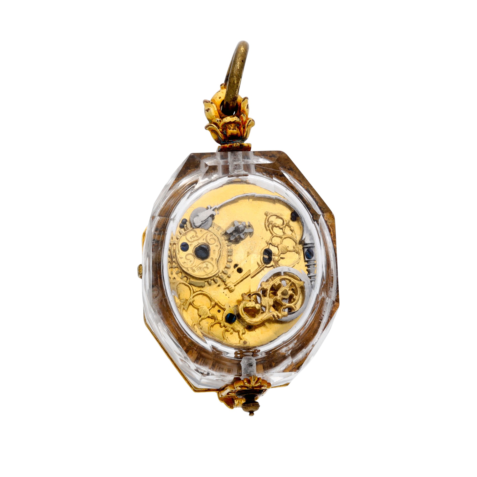 An octagonal rock crystal stackfreed watch in early 17th century style ...