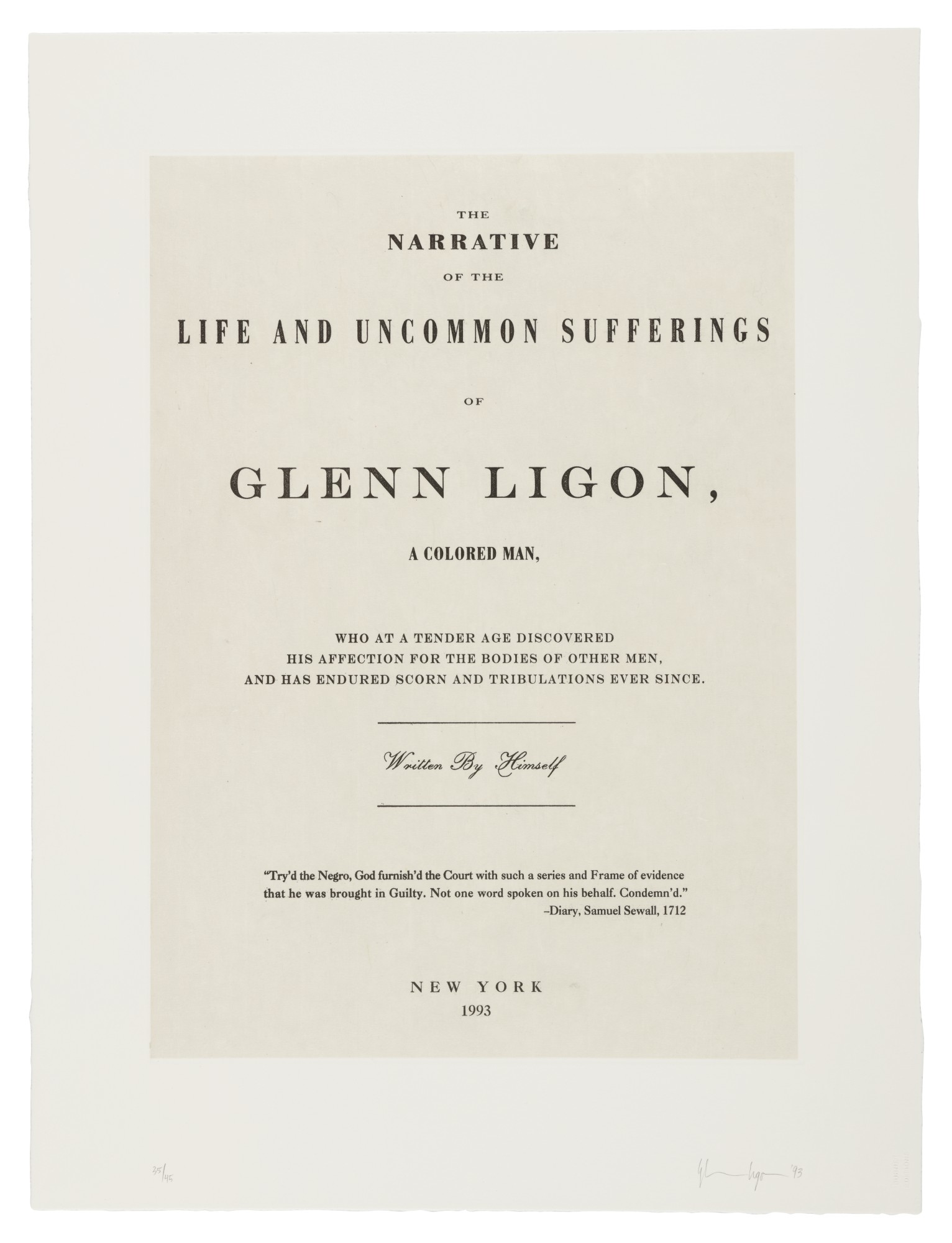 GLENN LIGON | NARRATIVES | Important Prints & Multiples Day Sale | 2020 ...