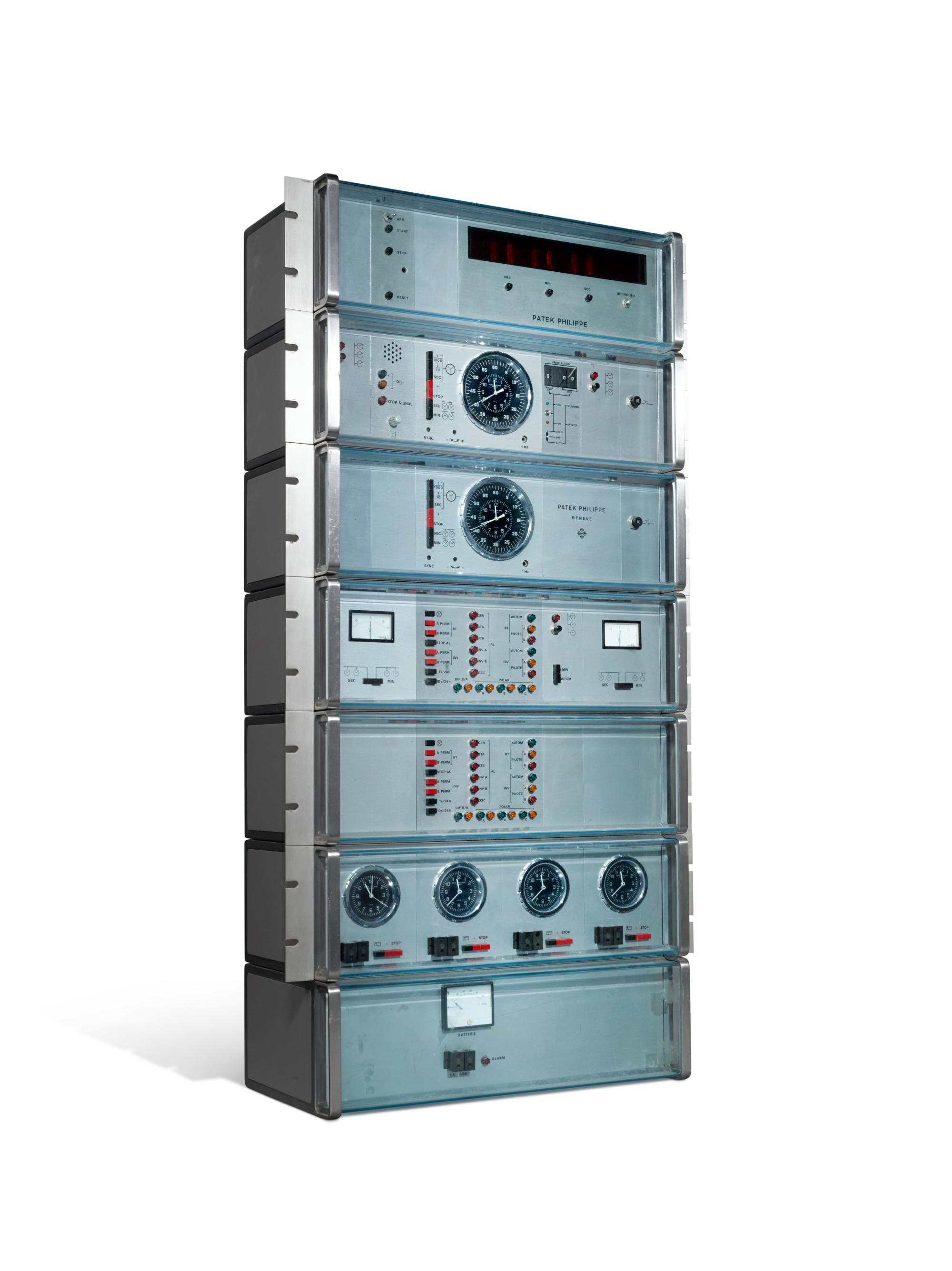 An integrated electronic master clock system with seven piece rack ...