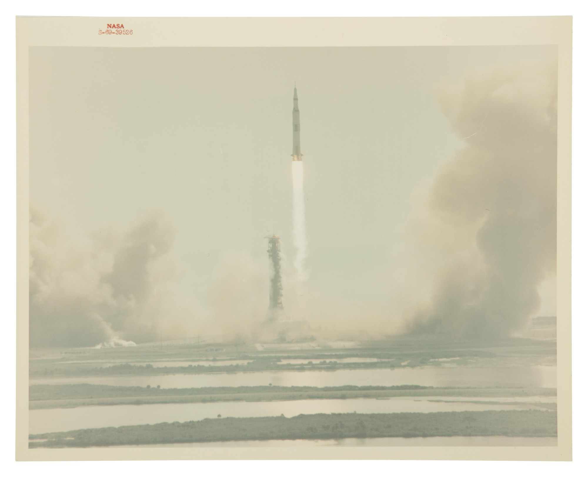 [APOLLO 11] LIFTOFF. VINTAGE NASA "RED NUMBER" PHOTOGRAPH, 16 JULY 1969 ...
