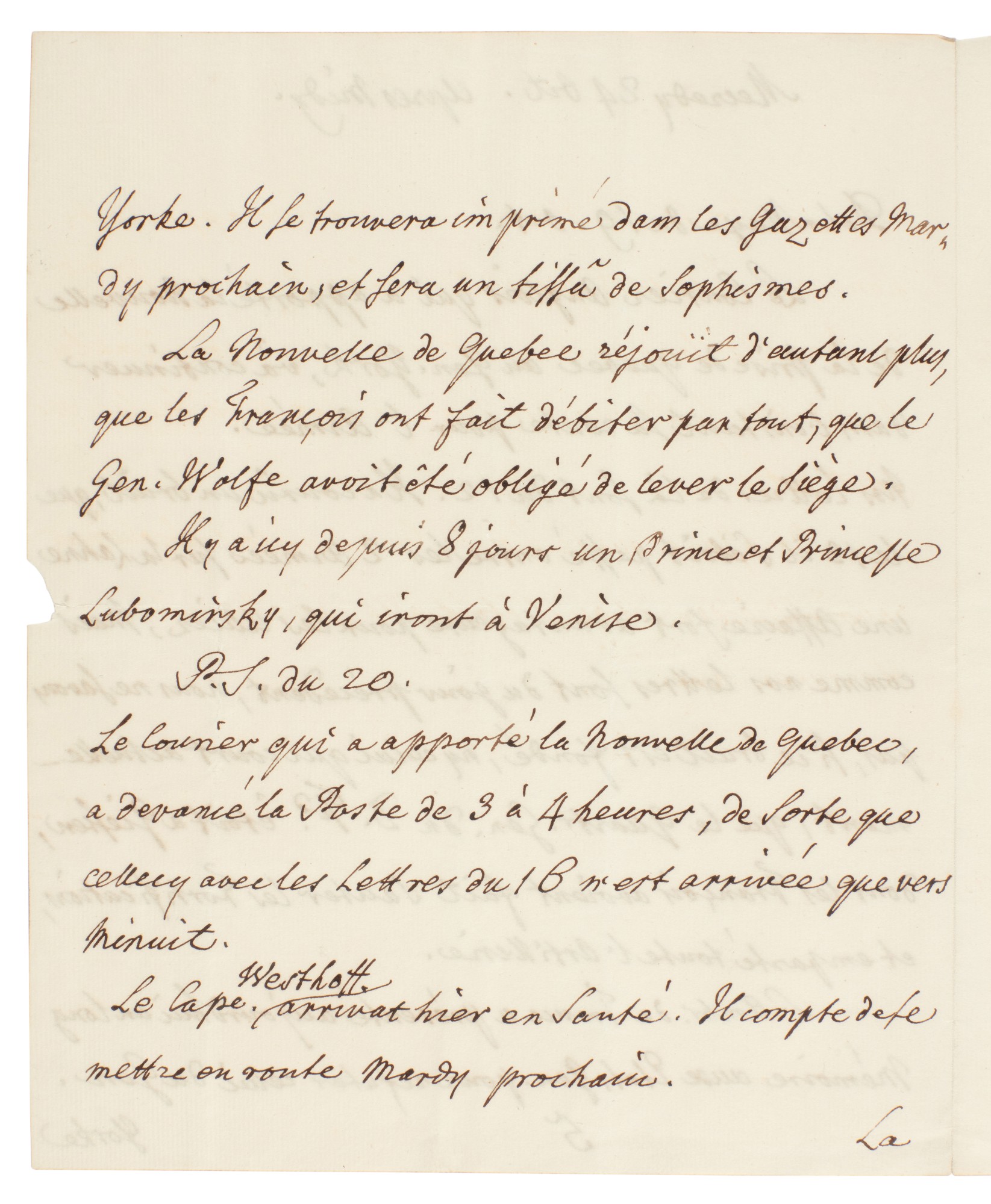 Canada | Letter reporting on the fall of Quebec, 1759 | History in ...