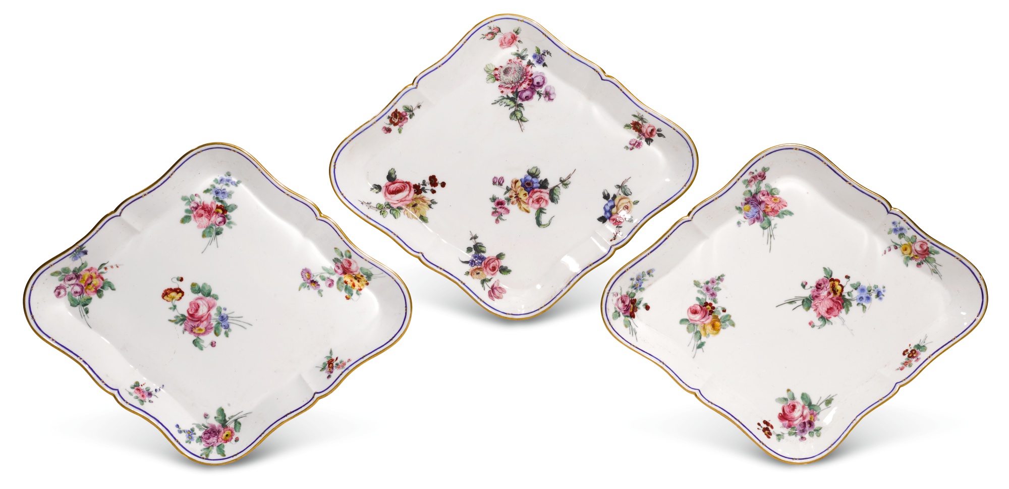 A PAIR OF SEVRES LOZENGE-SHAPED TRAYS AND ANOTHER SIMILAR | Royal and ...