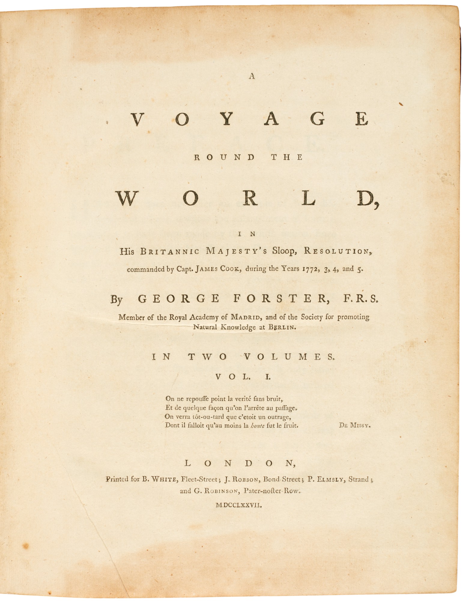 George Forster | A Voyage round the world, 1777, 2 volumes, 4to, calf ...