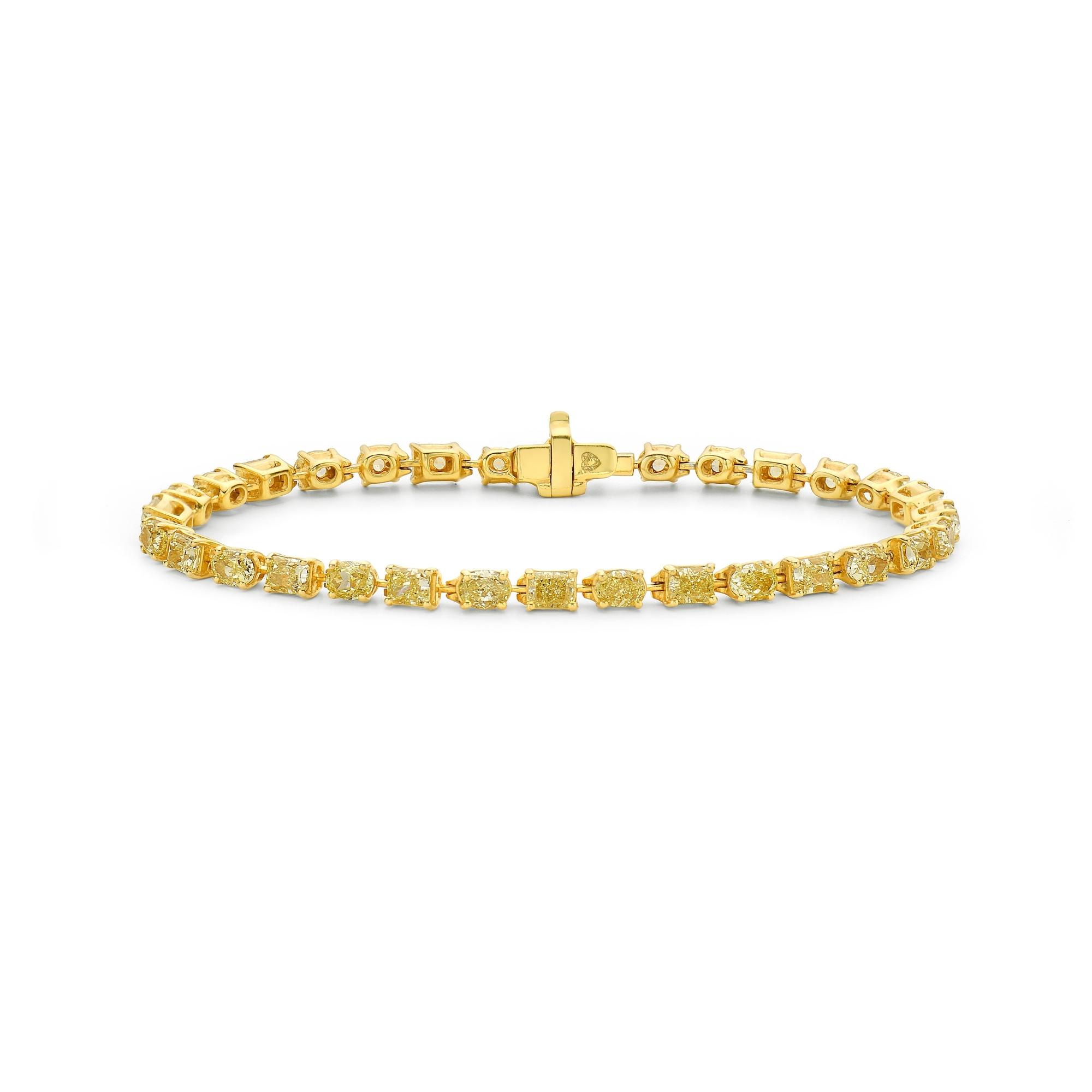 Gold And 5.50ct Mix Shaped Yellow Diamond Line Bracelet Available For ...
