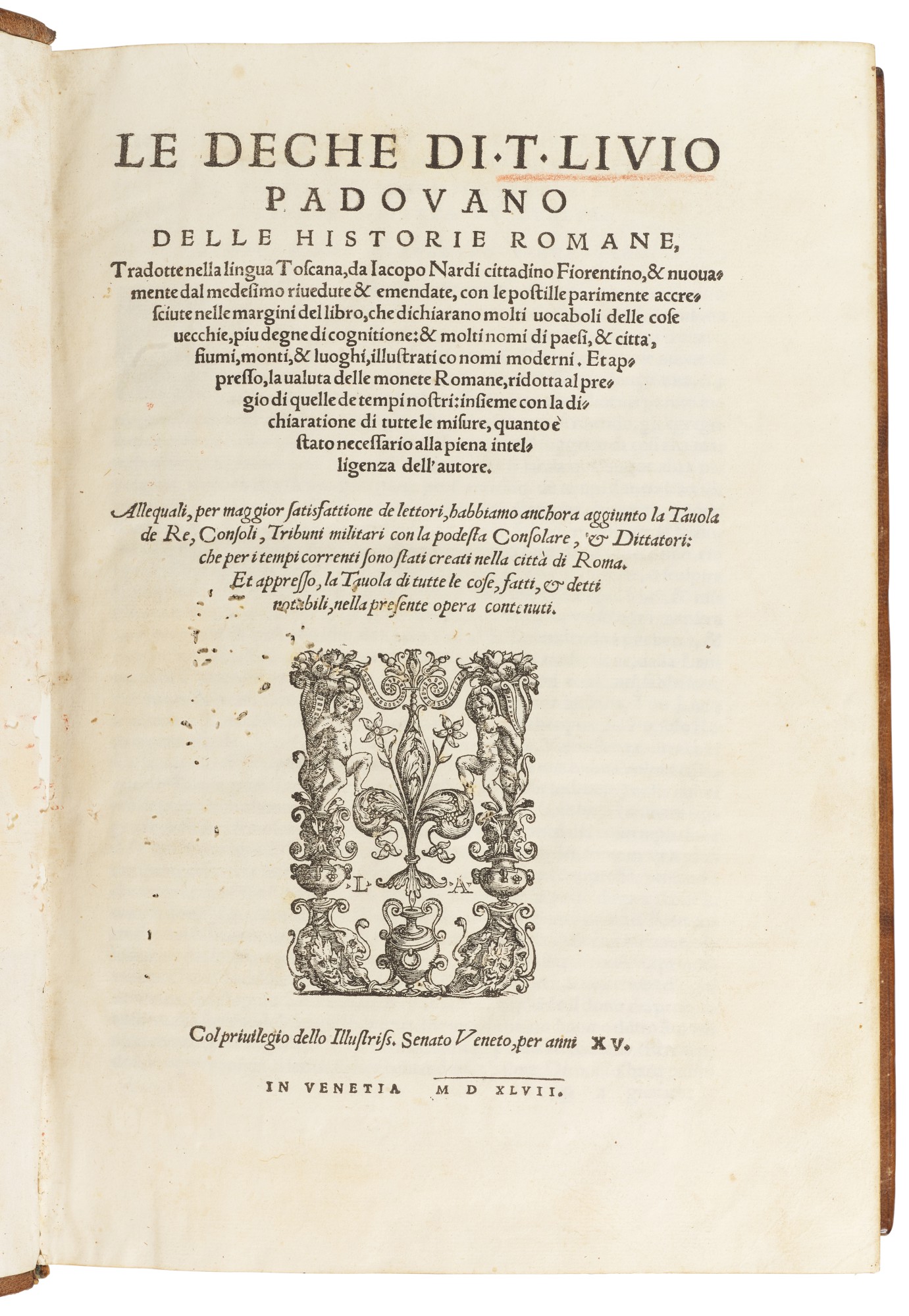 Livius, Le deche delle historie romane, Venice, 1547, contemporary tan ...