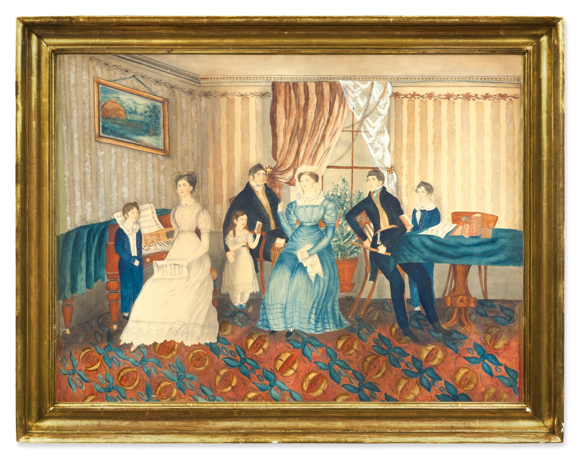 The Merrill Family in an Elegant Parlor | Americana, Furniture, Folk ...
