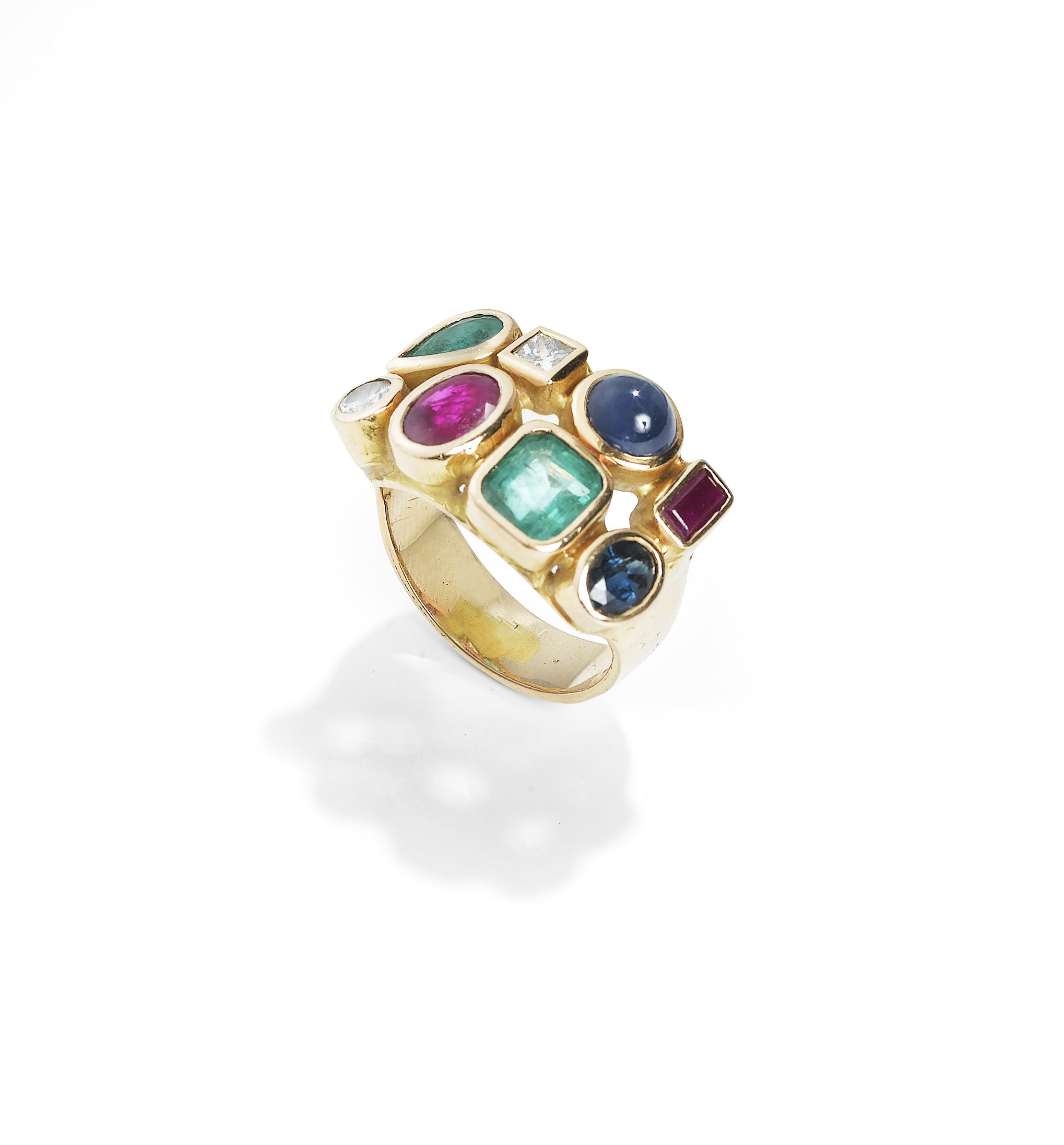 BAGUE PIERRES DE COULEUR ET DIAMANTS | GEM SET AND DIAMOND RING | Fine ...