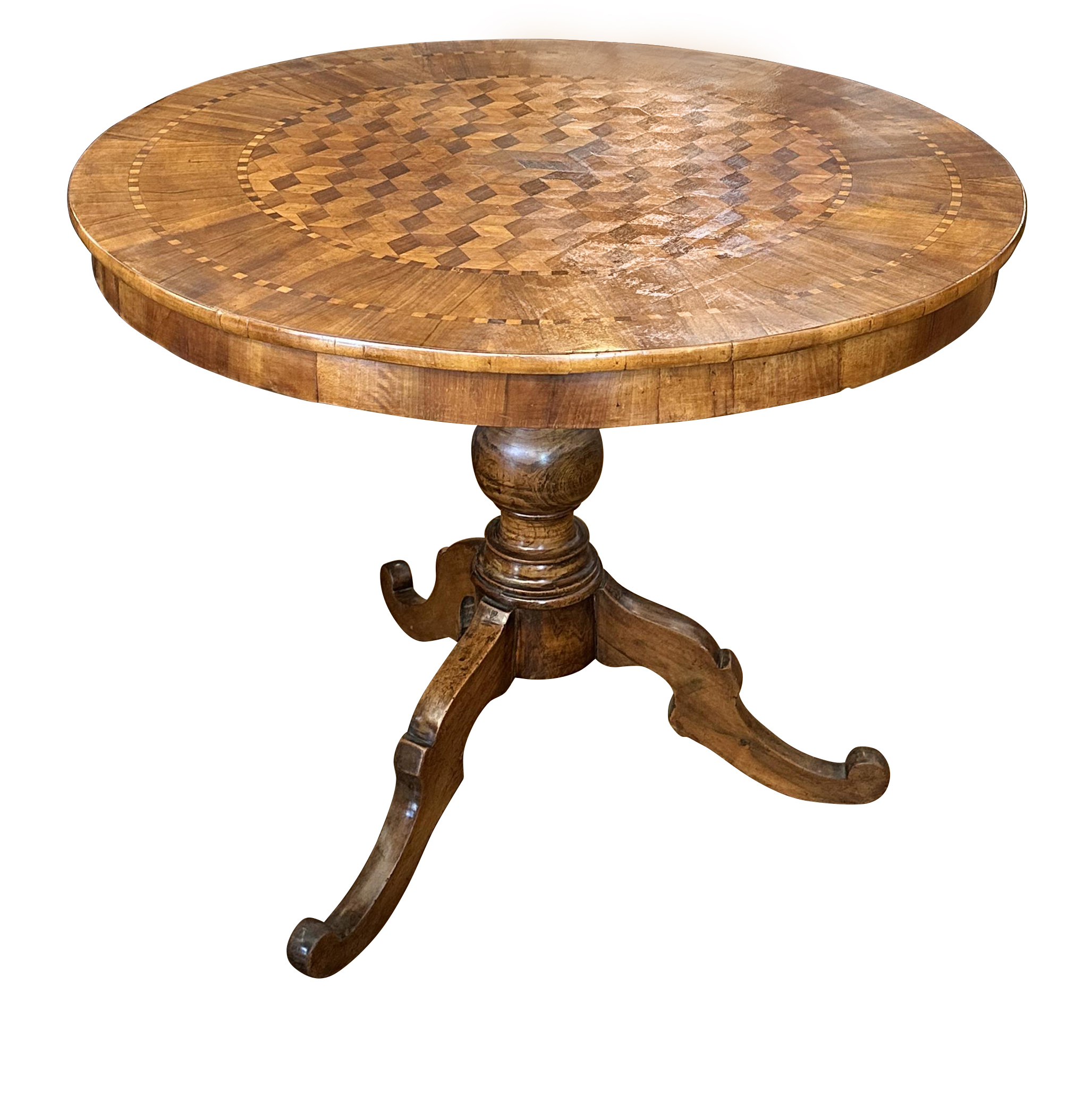 Antique Italian Round Walnut Marquetry Center Table Available For ...