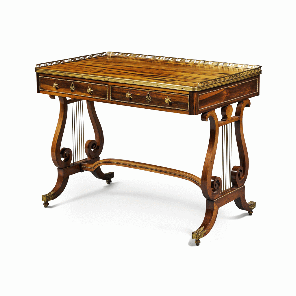 A Regency Brass-Mounted Calamander and Rosewood Writing Table, Circa ...
