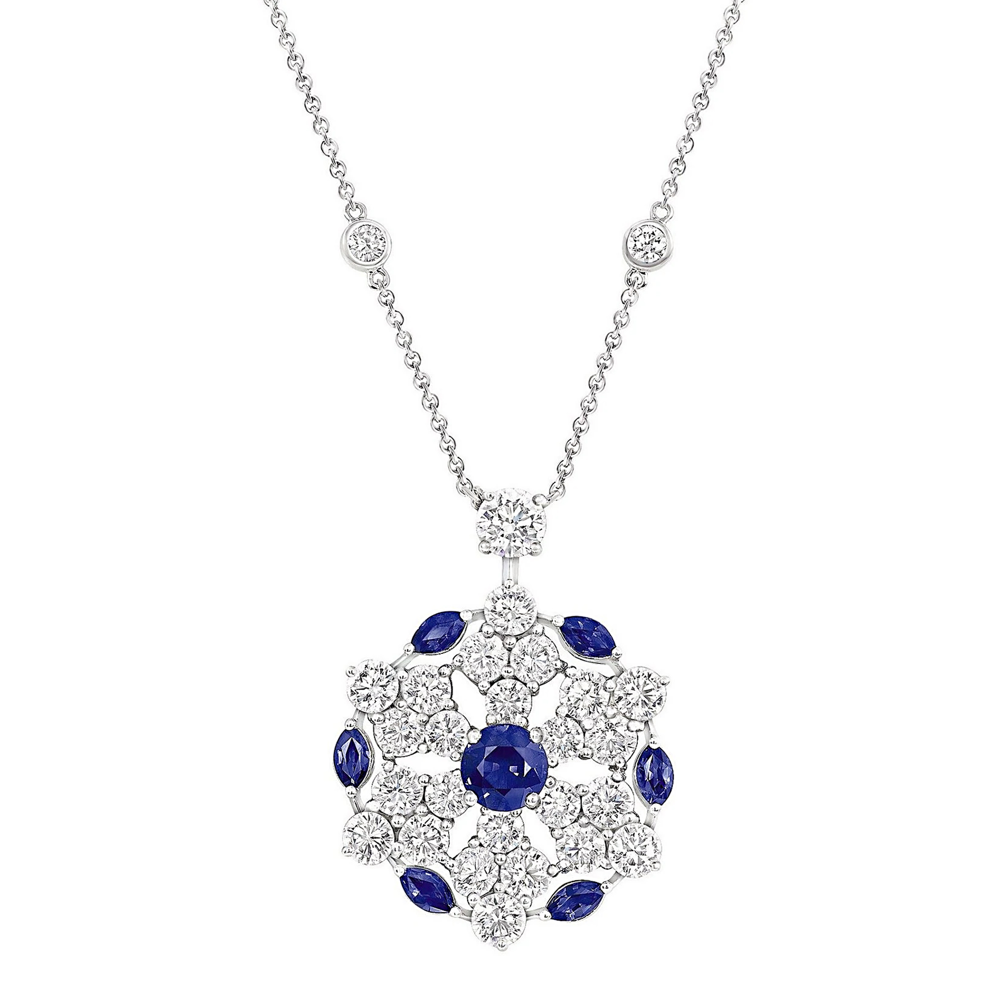 Blue Diamond Snowflake Necklace