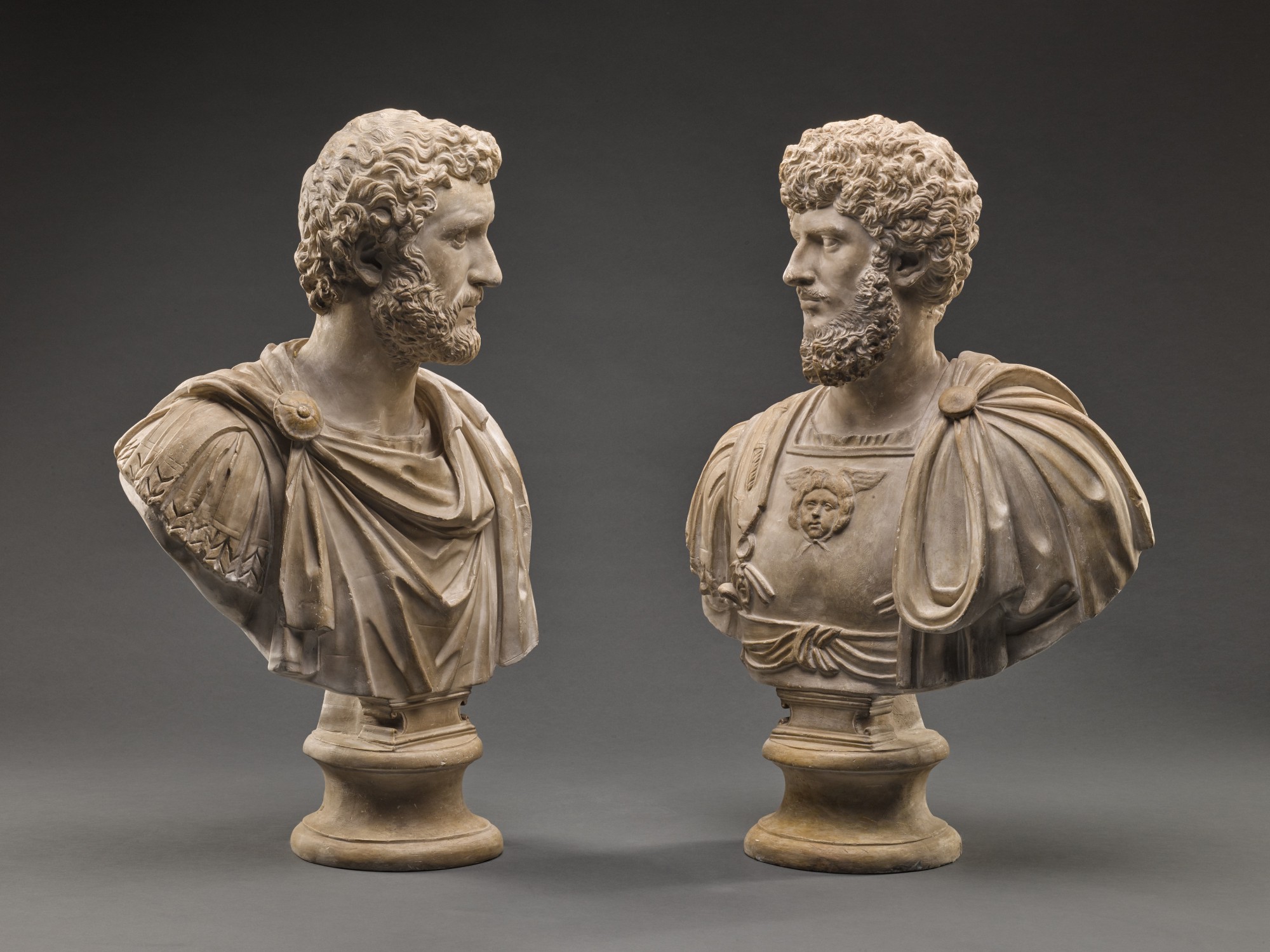 Pair of Monumental Busts of the Roman Emperors Lucius Verus and ...