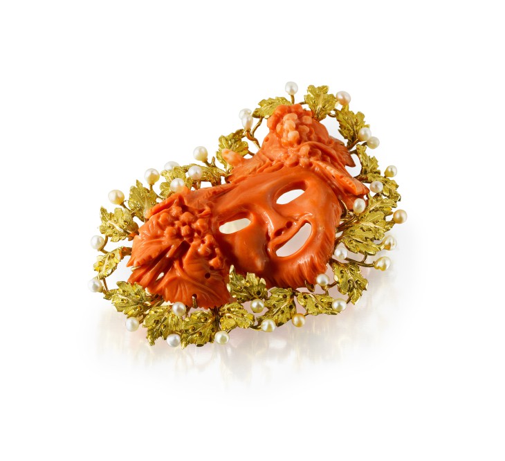Buccellati | Broche corail et perles "Bacchus" | Coral and pearl brooch ...