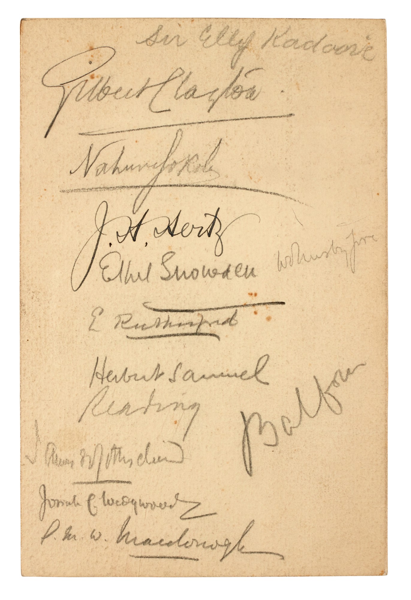 BALFOUR | signed menu from a dinner commemorating the Balfour ...