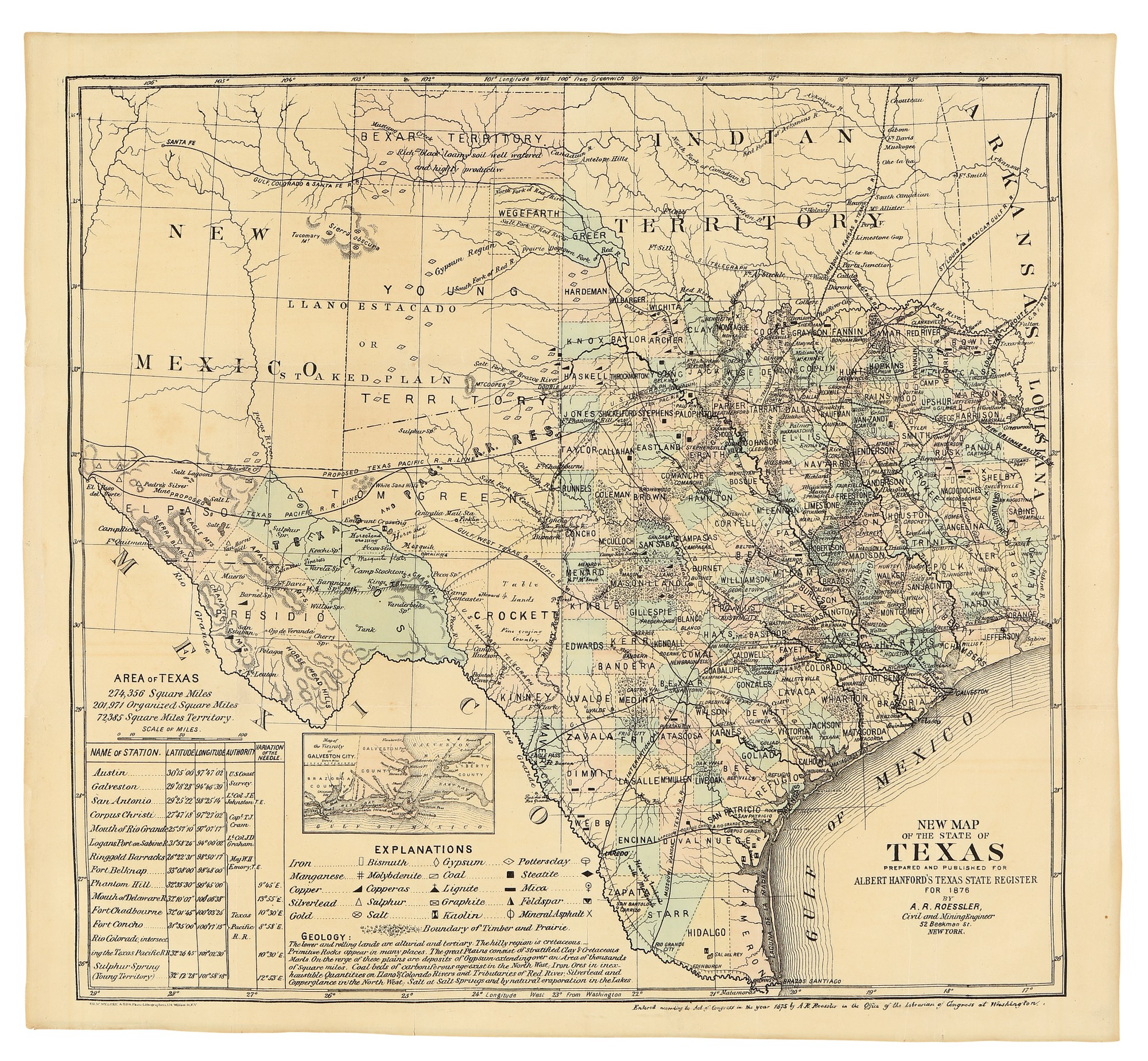 ROESSLER, ANTON R. | New Map of the State of Texas Prepared and ...