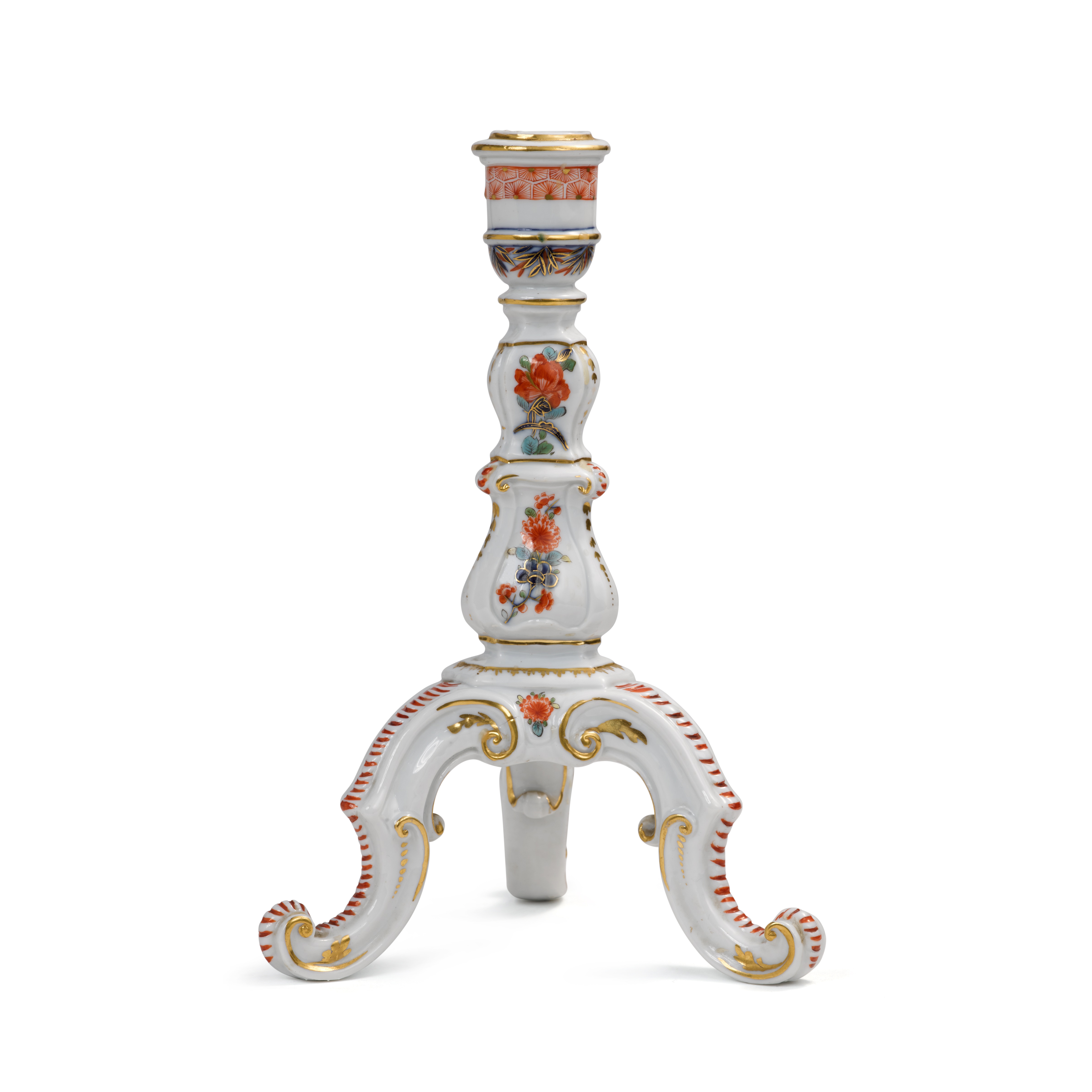 A Rare Set of Six Meissen Imari Three-Footed Candlesticks, Circa 1735 ...