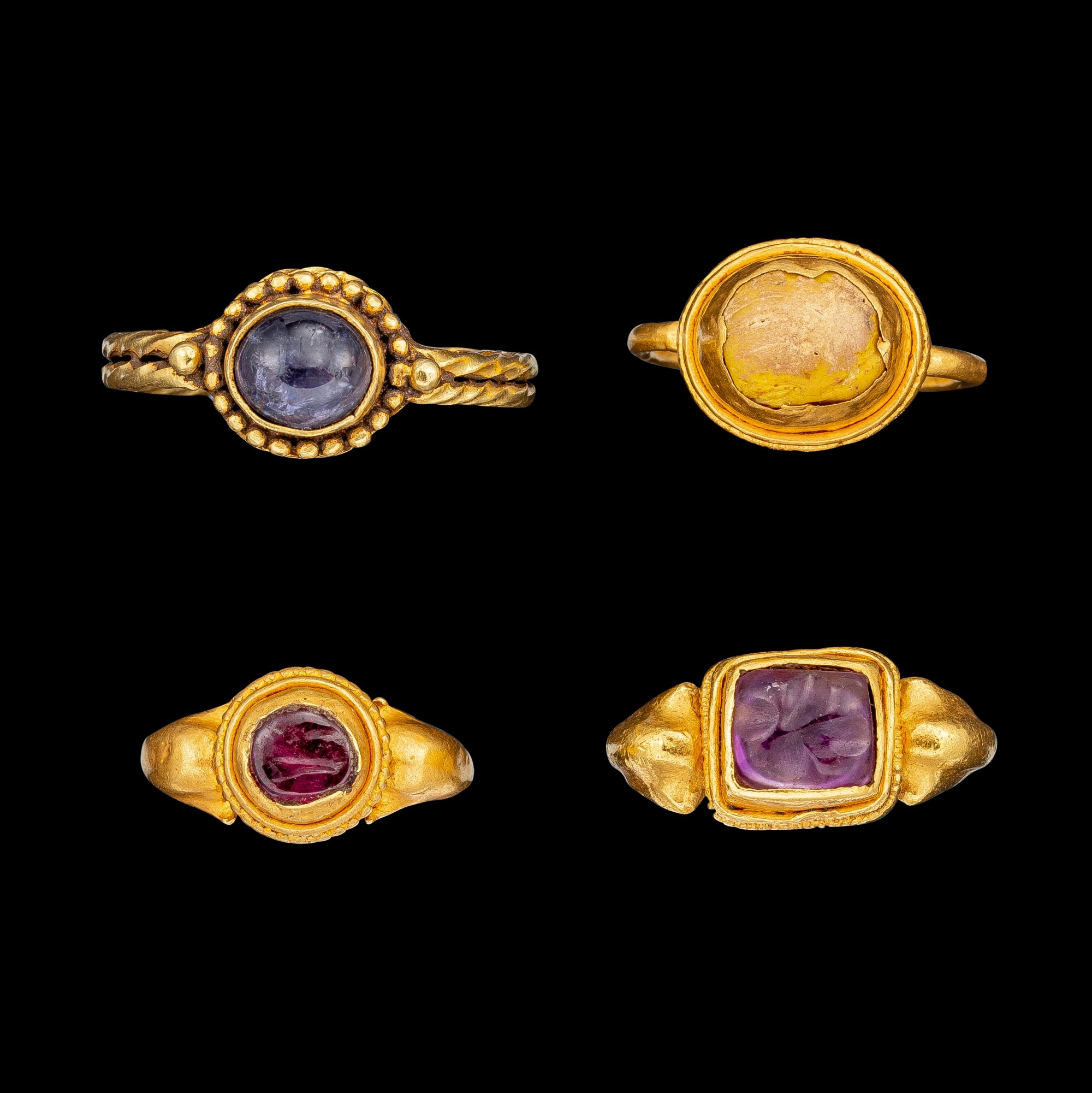 Four gem-set gold rings Java, Indonesia, 10th - 15th century | 十至十五世紀 ...