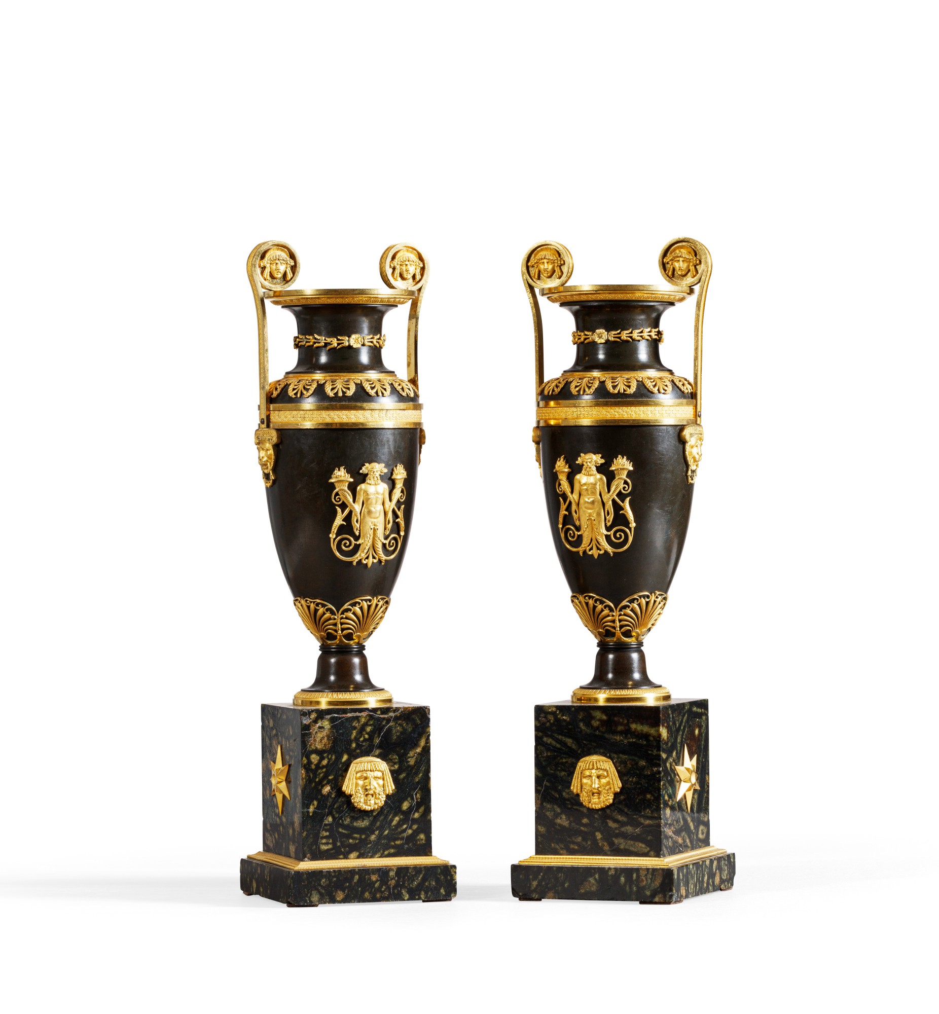 A pair of gilt-bronze vases in the manner of Thomas Hope, late 18th ...