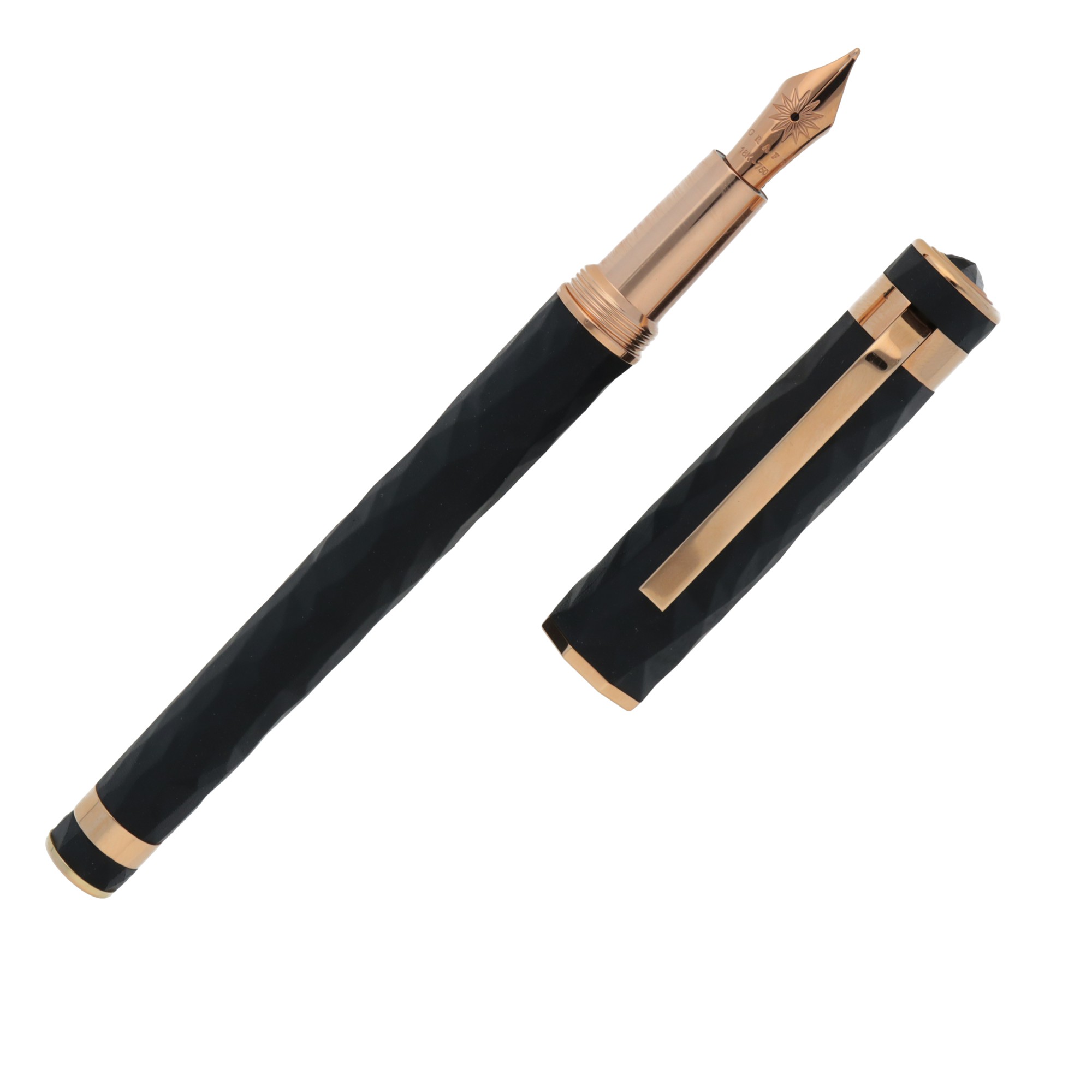 18K PINK GOLD, RESIN AND BLACK DIAMOND-SET FOUNTAIN PEN | Graff ...