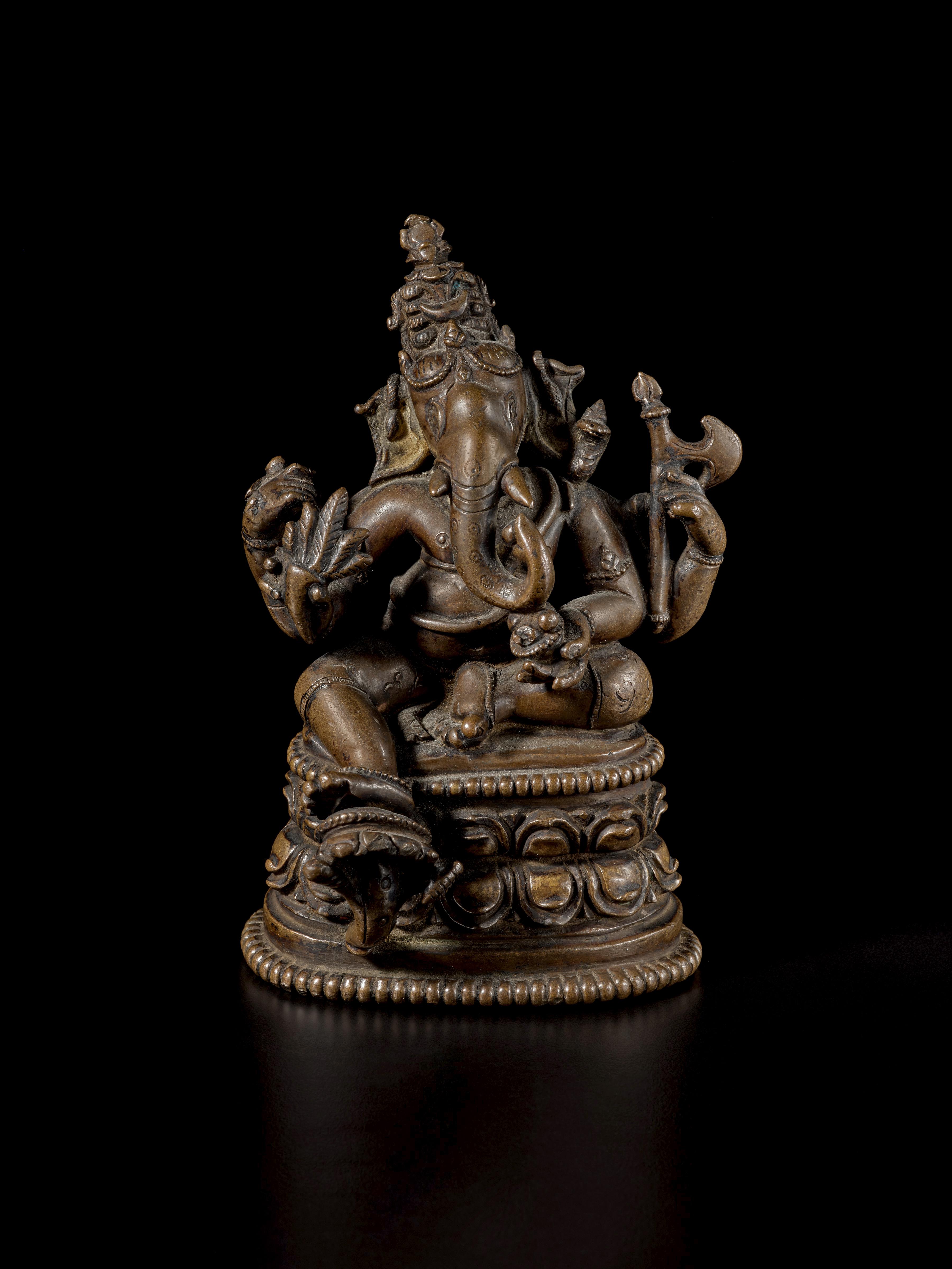 A copper alloy figure of Ganesha, Eastern India, Pala period, circa ...