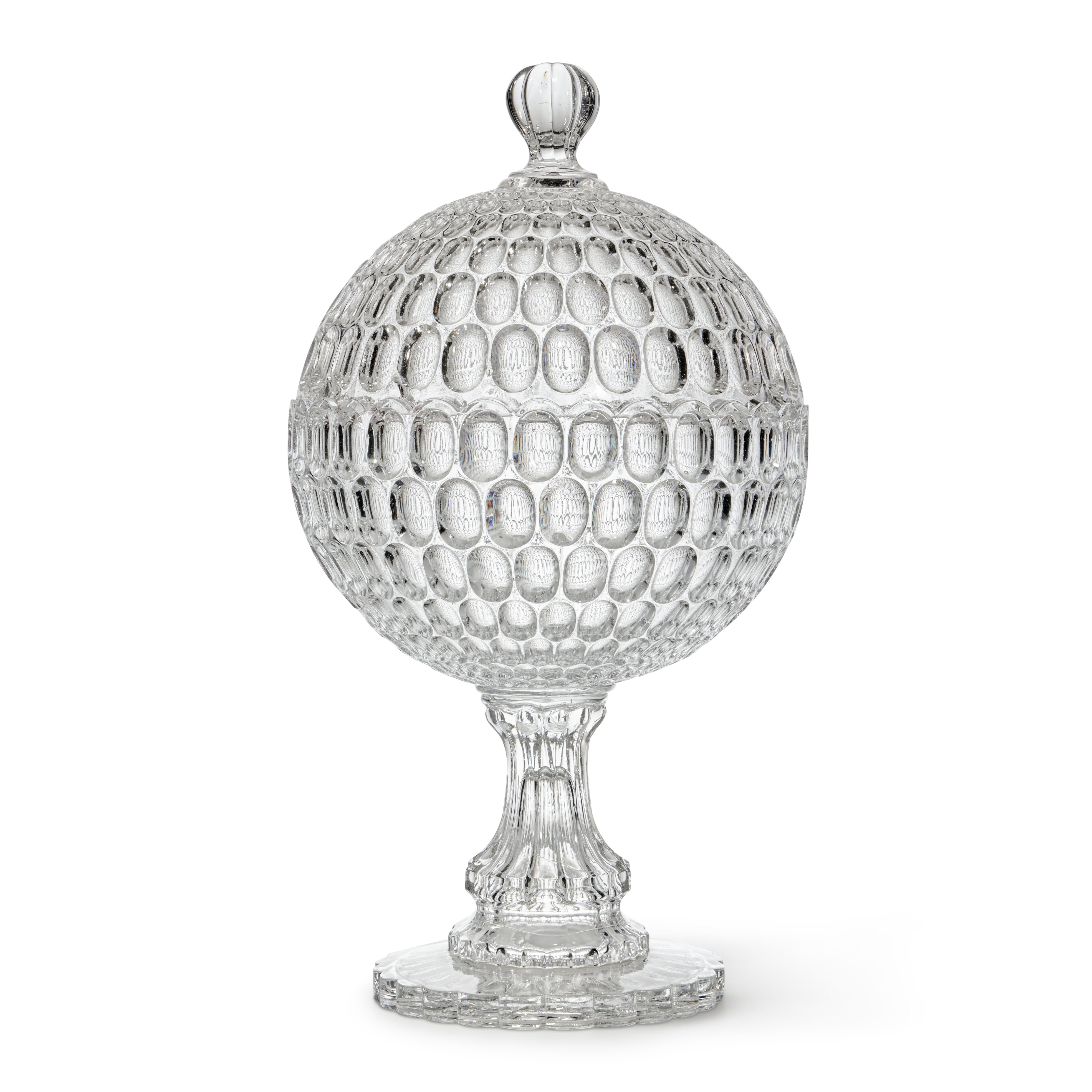 A Large and Very Rare American Pressed Colorless Glass "Thumbprint ...