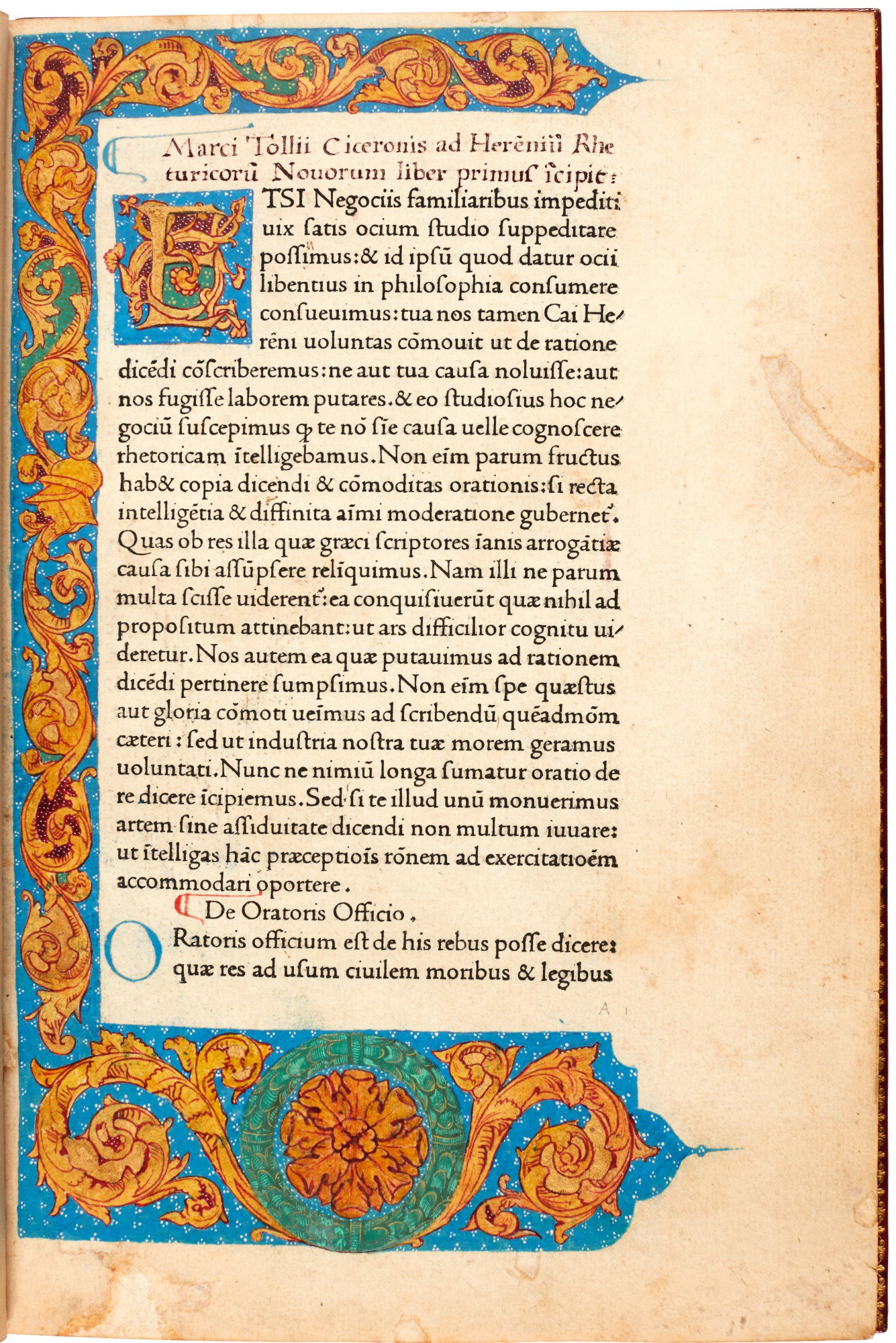 Cicero, Rhetorica ad C. Herennium, [Venice, Jenson, c. 1470], modern ...